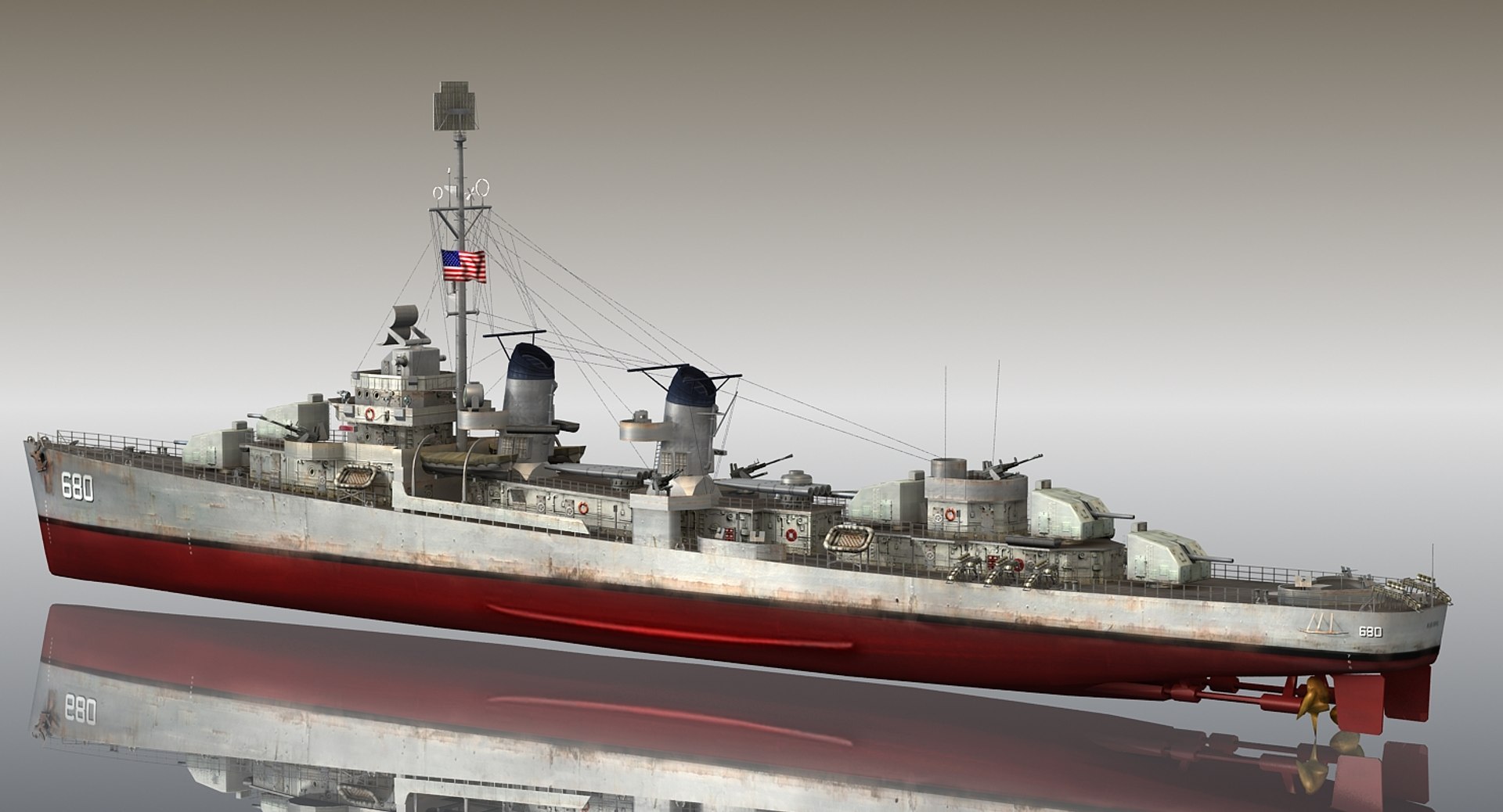 Uss Melvin Dd Fletcher 3D Model - TurboSquid 1222391