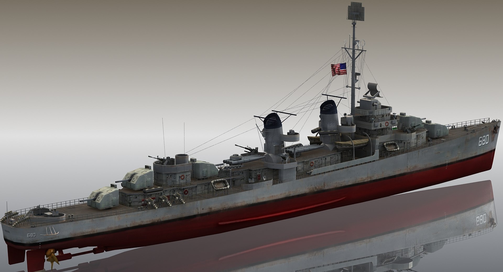 Uss melvin dd fletcher 3D model - TurboSquid 1222391