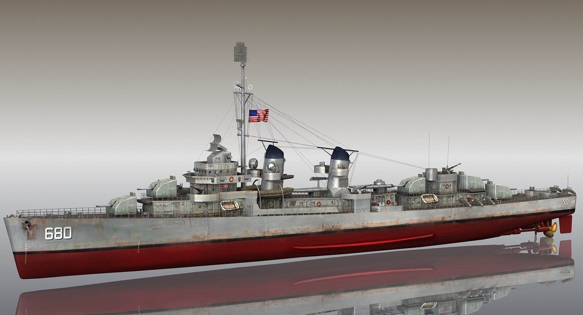 Uss Melvin Dd Fletcher 3D Model - TurboSquid 1222391