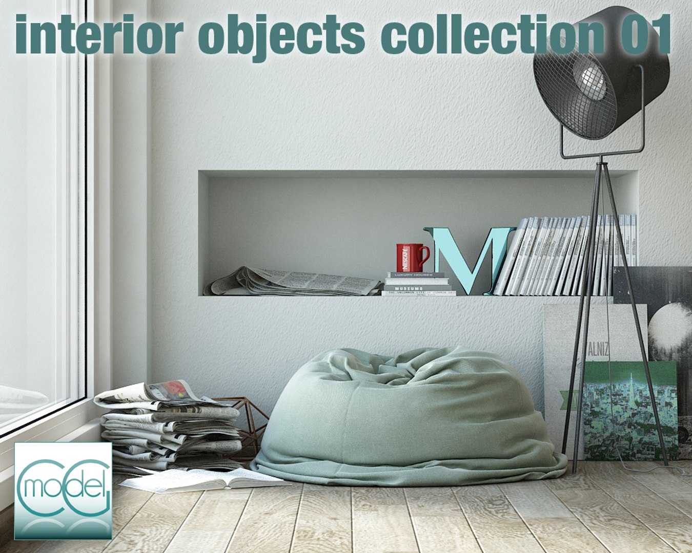 3ds max object interior set