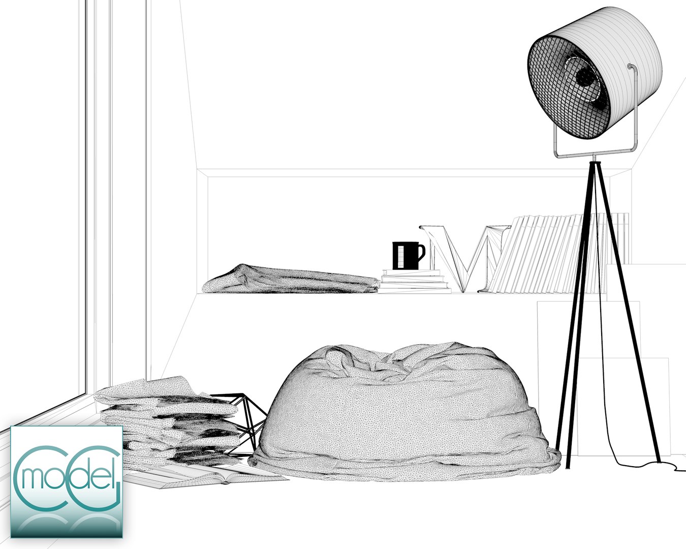 3ds max object interior set