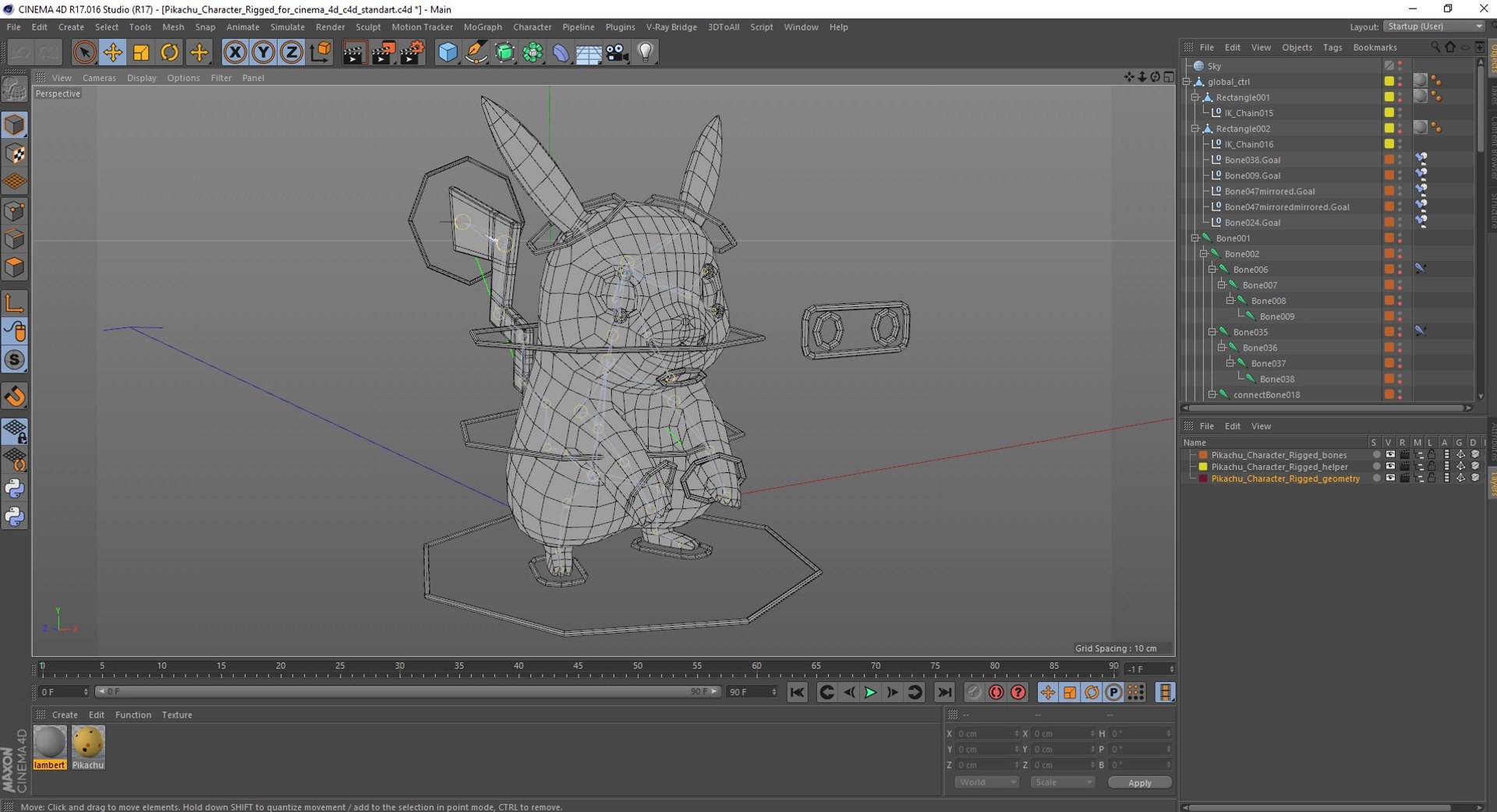 Pikachu Character Rigged for Cinema 4D 3D - TurboSquid 2092635