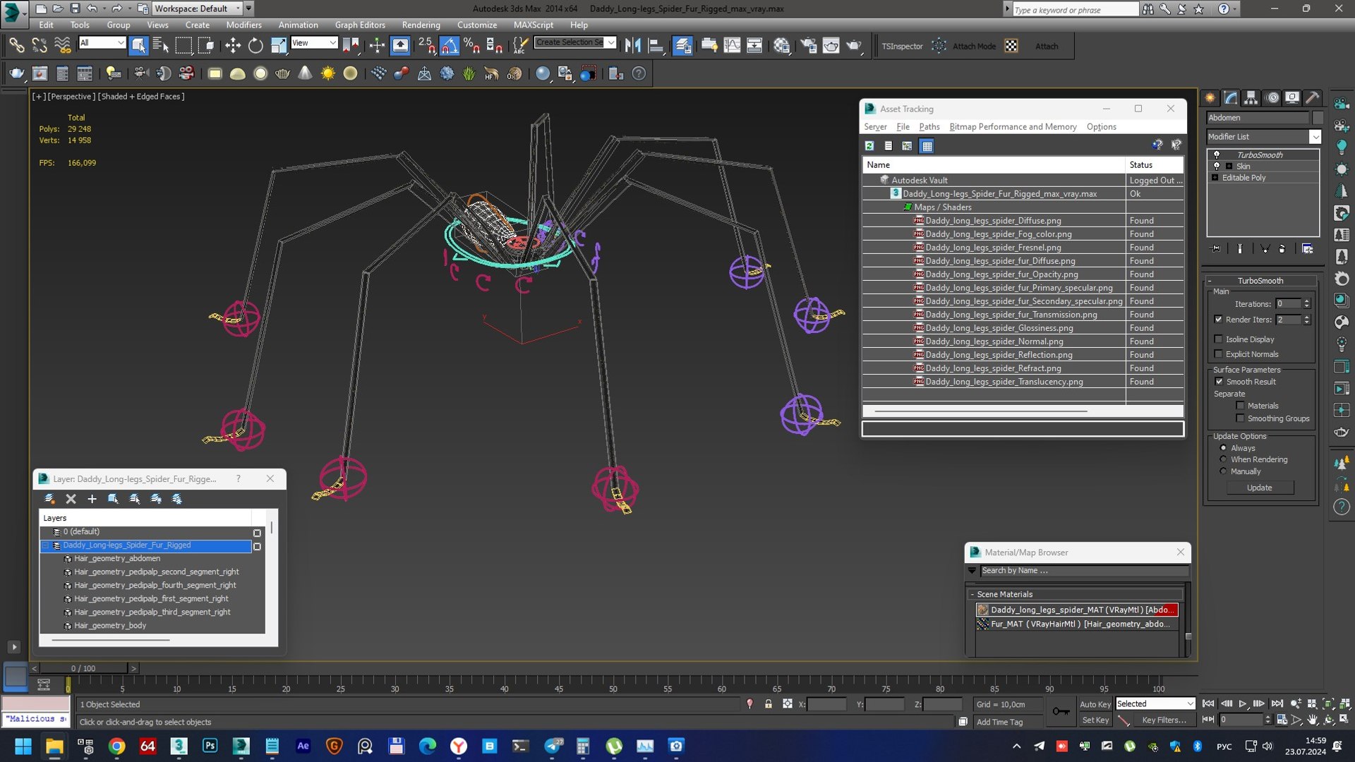 3D Model Daddy Long-legs Spider Fur Rigged - TurboSquid 2270169