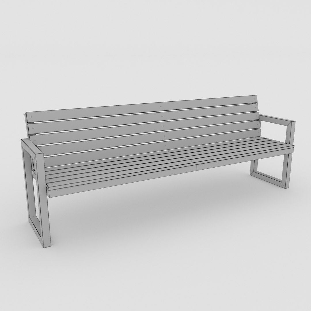 Modern Outdoor Bench Steel And Wood Low-poly Model - TurboSquid 1717884