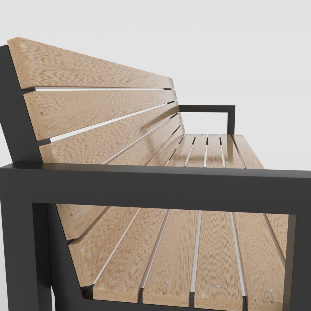 Modern Outdoor Bench Steel And Wood Low-poly Model - TurboSquid 1717884