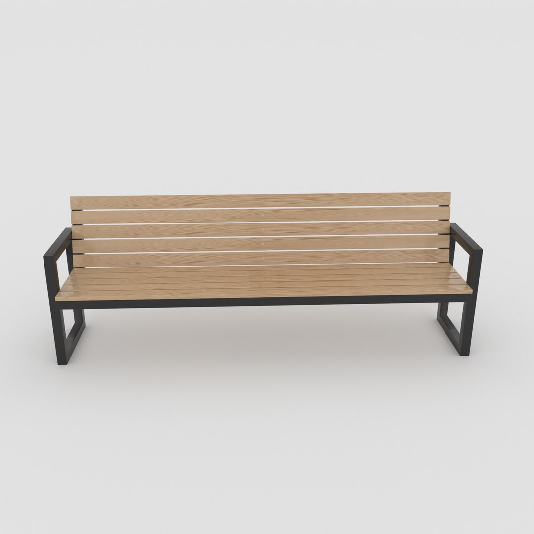 Modern Outdoor Bench Steel And Wood Low-poly Model - TurboSquid 1717884