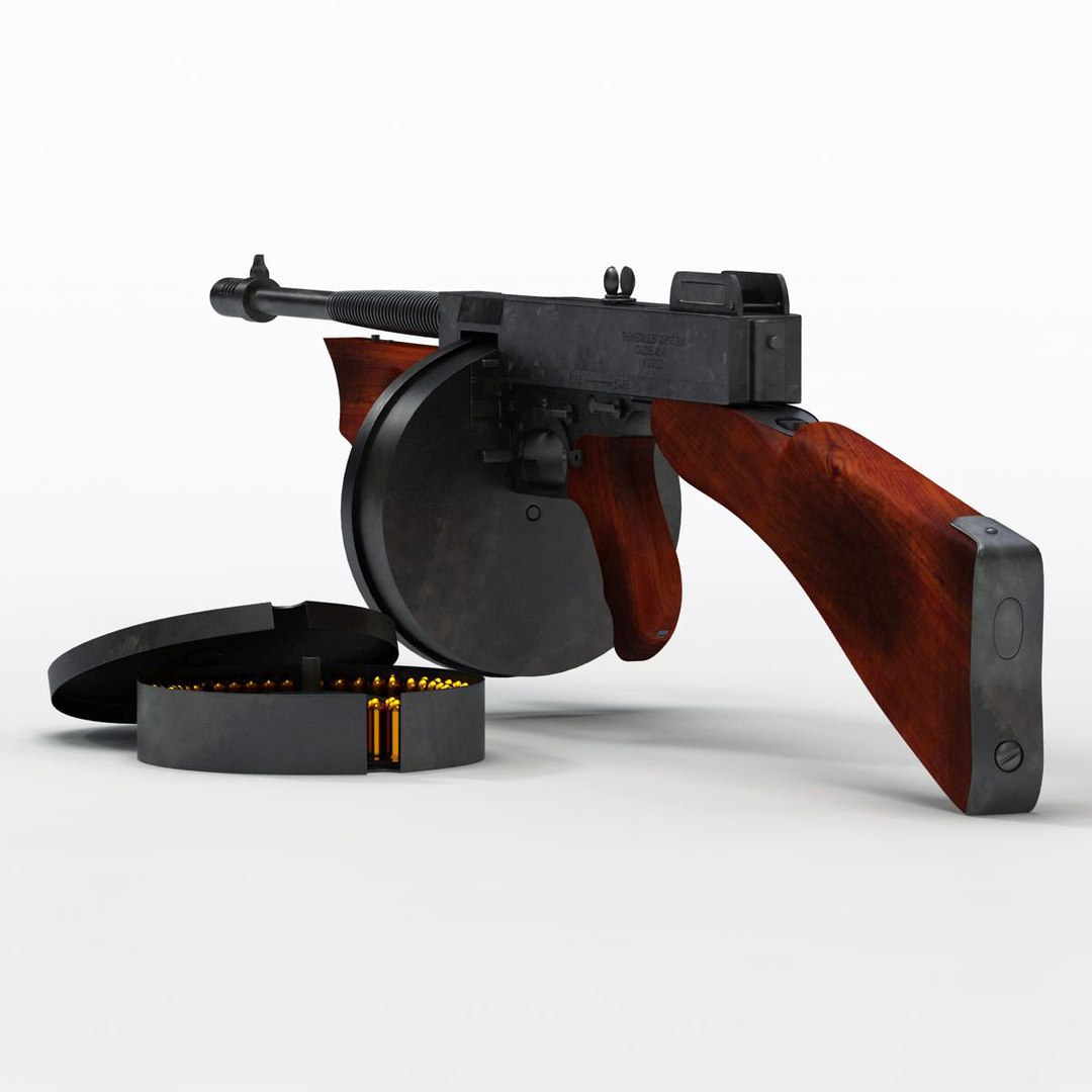 3d model tommy gun set