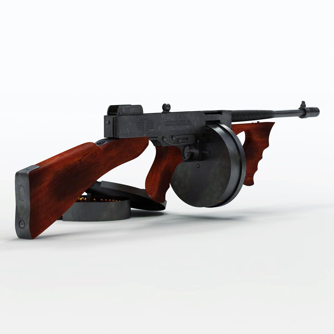 3d model tommy gun set