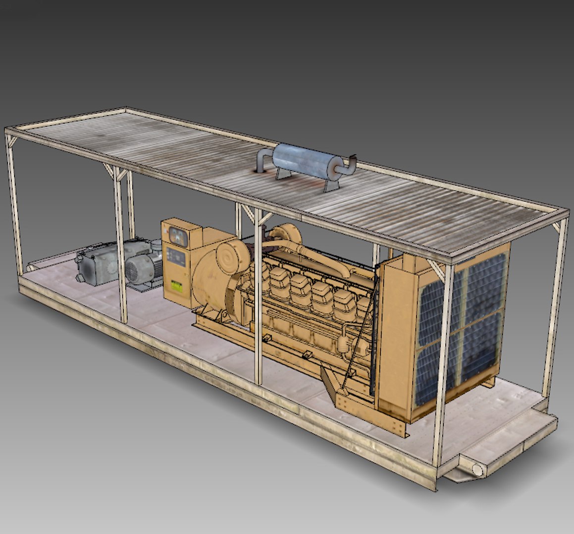 diesel generator shelter 3d model