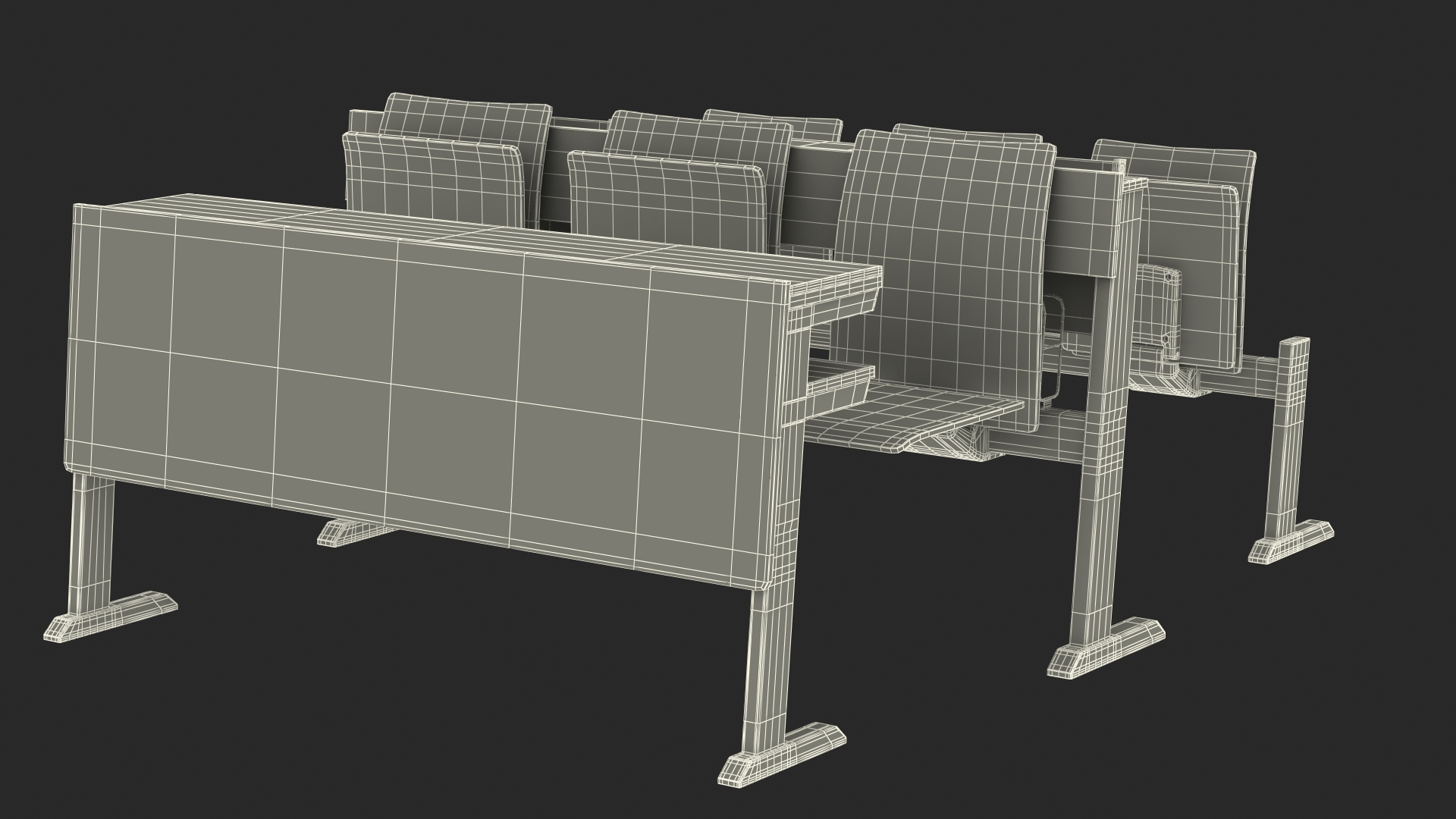 University Seating System Set Six Seats 3D Model - TurboSquid 1918913