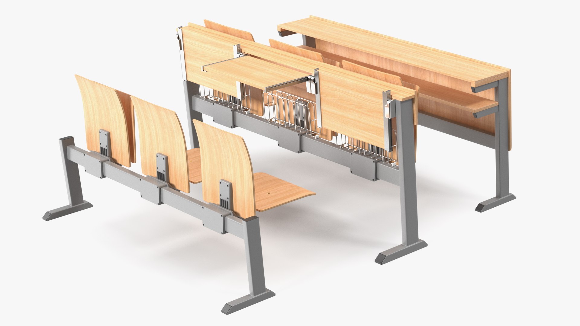 University Seating System Set Six Seats 3D Model - TurboSquid 1918913