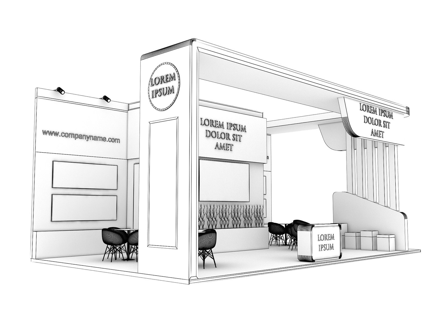 Booth Exhibition Stand Stall 10x6m Height 400 Cm 3 Side Open 3D Model ...