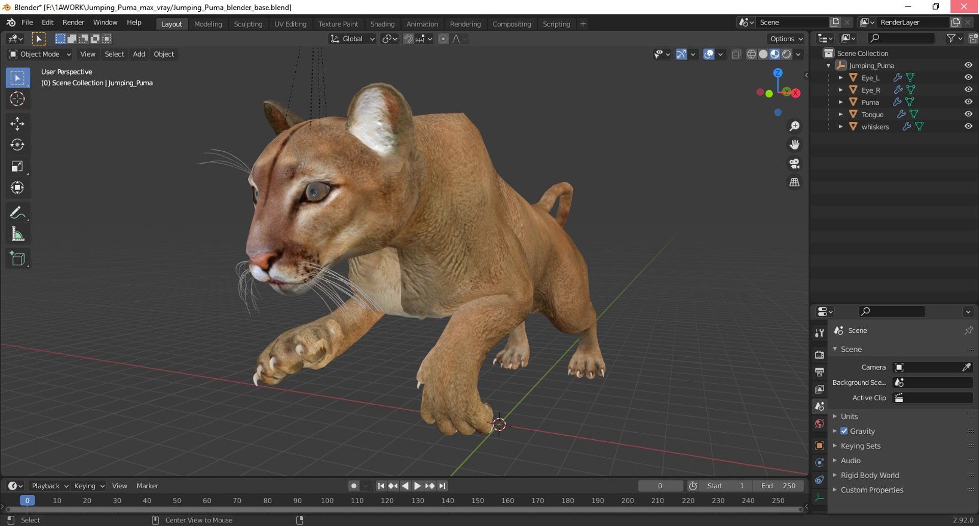 3D Jumping Puma - TurboSquid 2230640