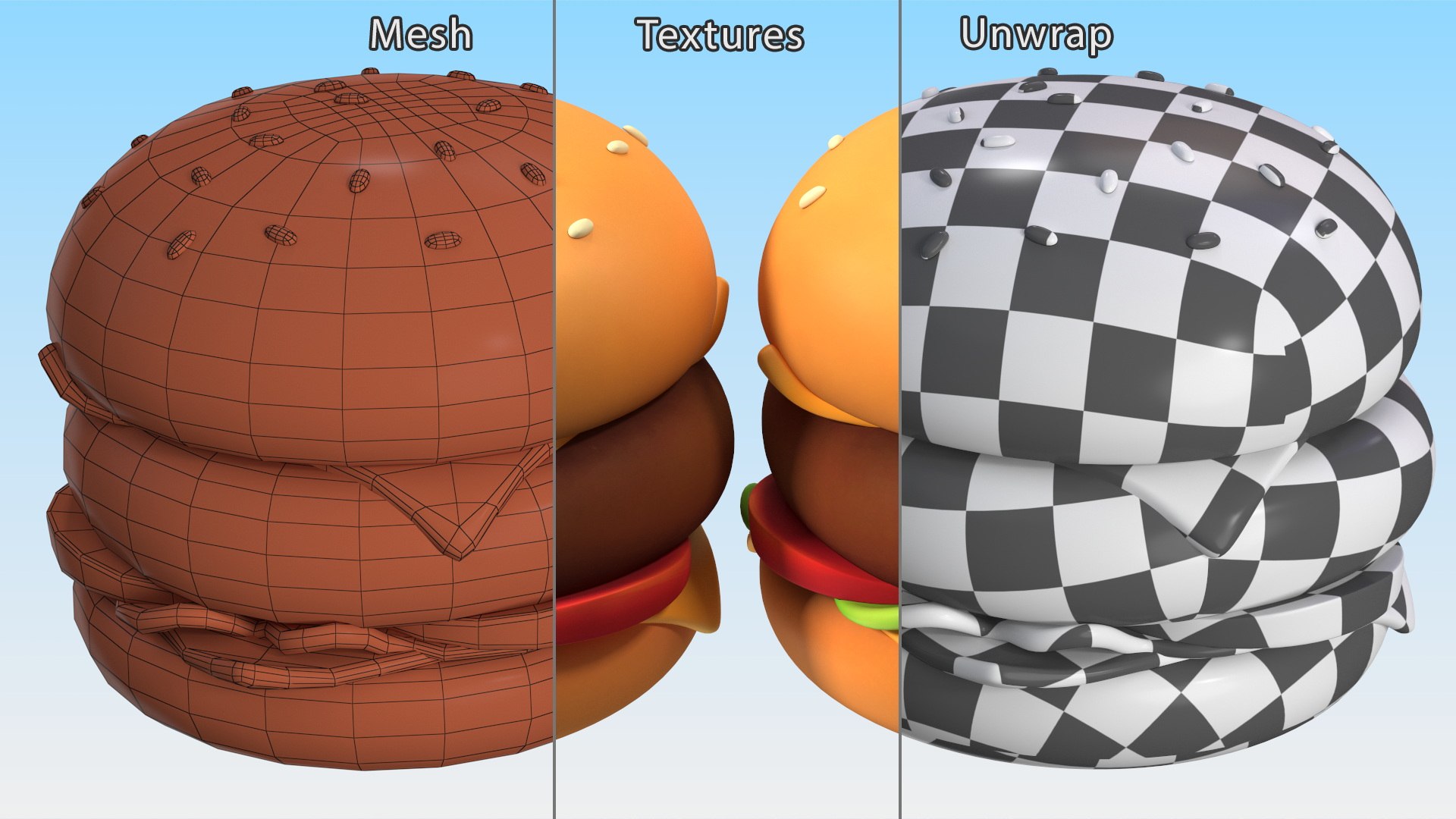 3D Cartoon Burger - TurboSquid 2157525