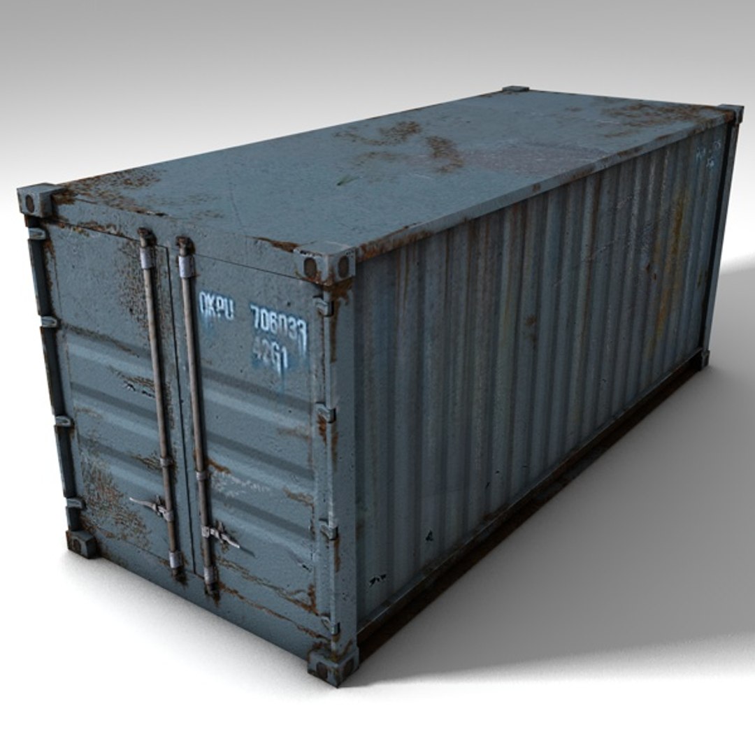 3d rusty cargo container polys model