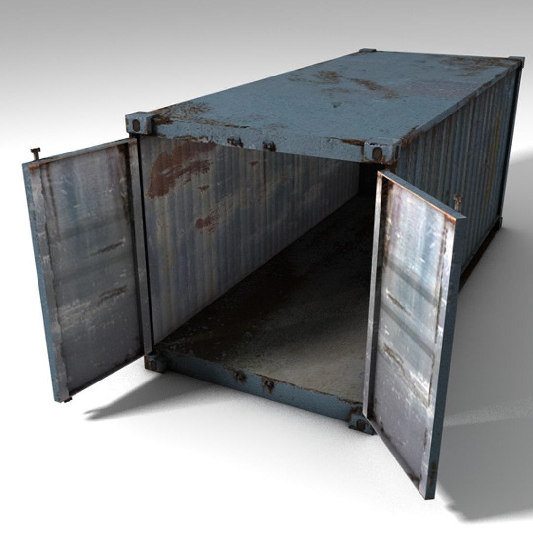 3d rusty cargo container polys model