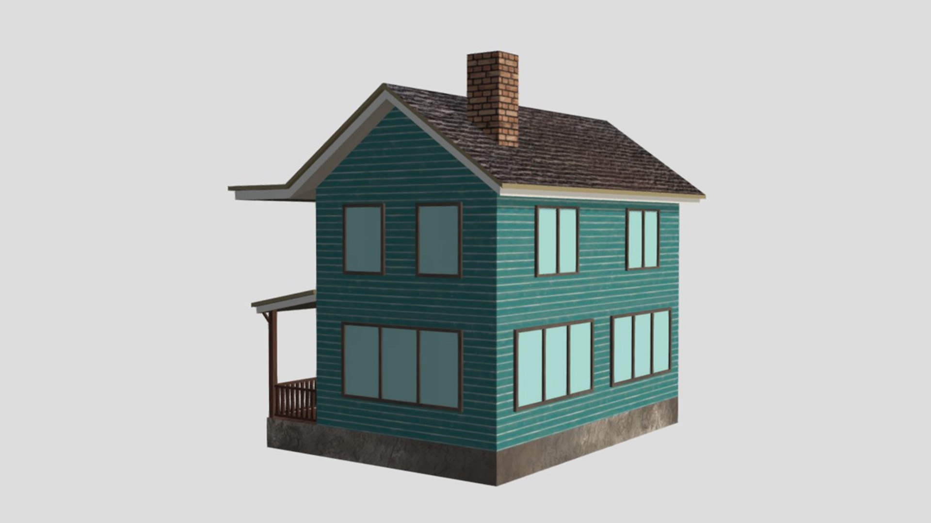 American Style Cottage - Town House Model model - TurboSquid 2181314