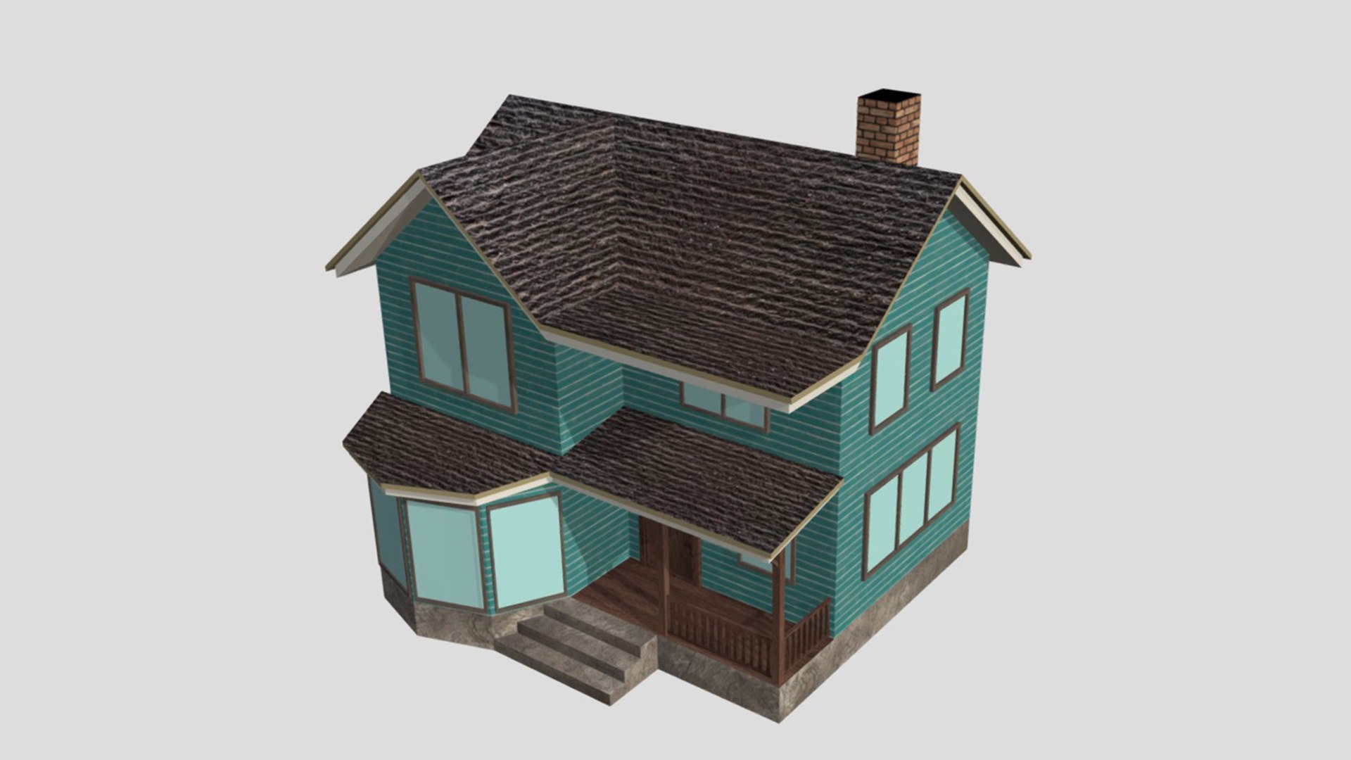 American Style Cottage - Town House Model model - TurboSquid 2181314