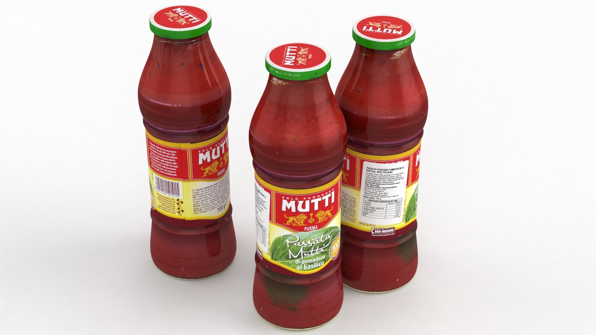 3D Food Jar Mutti Passata Al Basilico 700g 2021 Model - TurboSquid 1798737