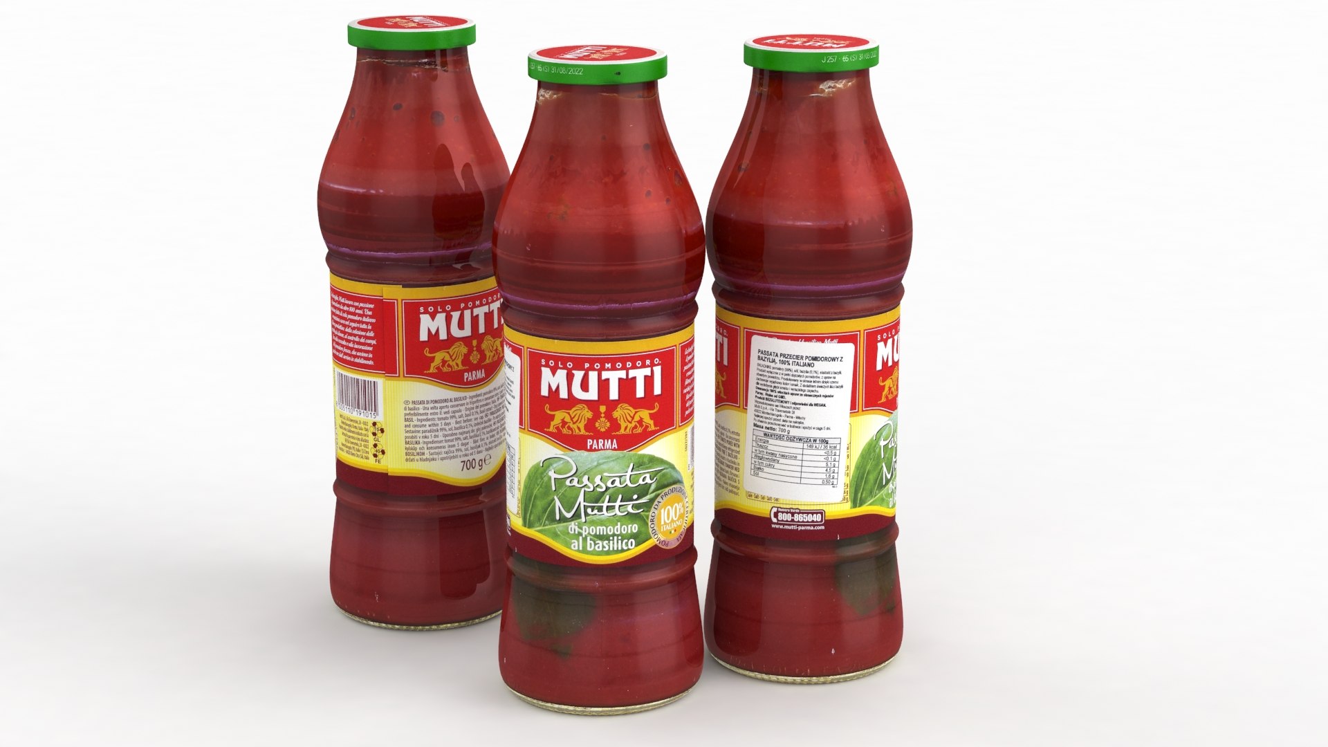 3D Food Jar Mutti Passata Al Basilico 700g 2021 Model - TurboSquid 1798737