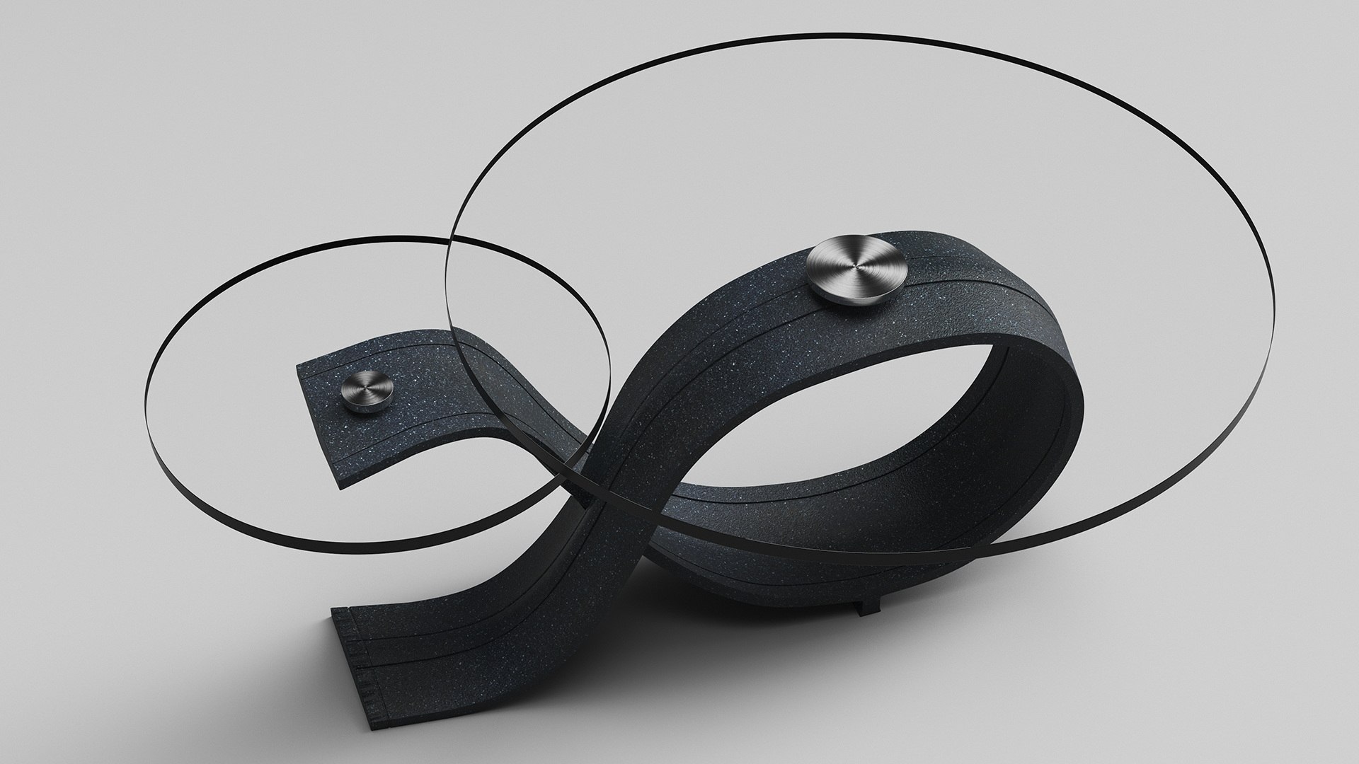 3D Black Stone Coffee Table With Glass - TurboSquid 2158733