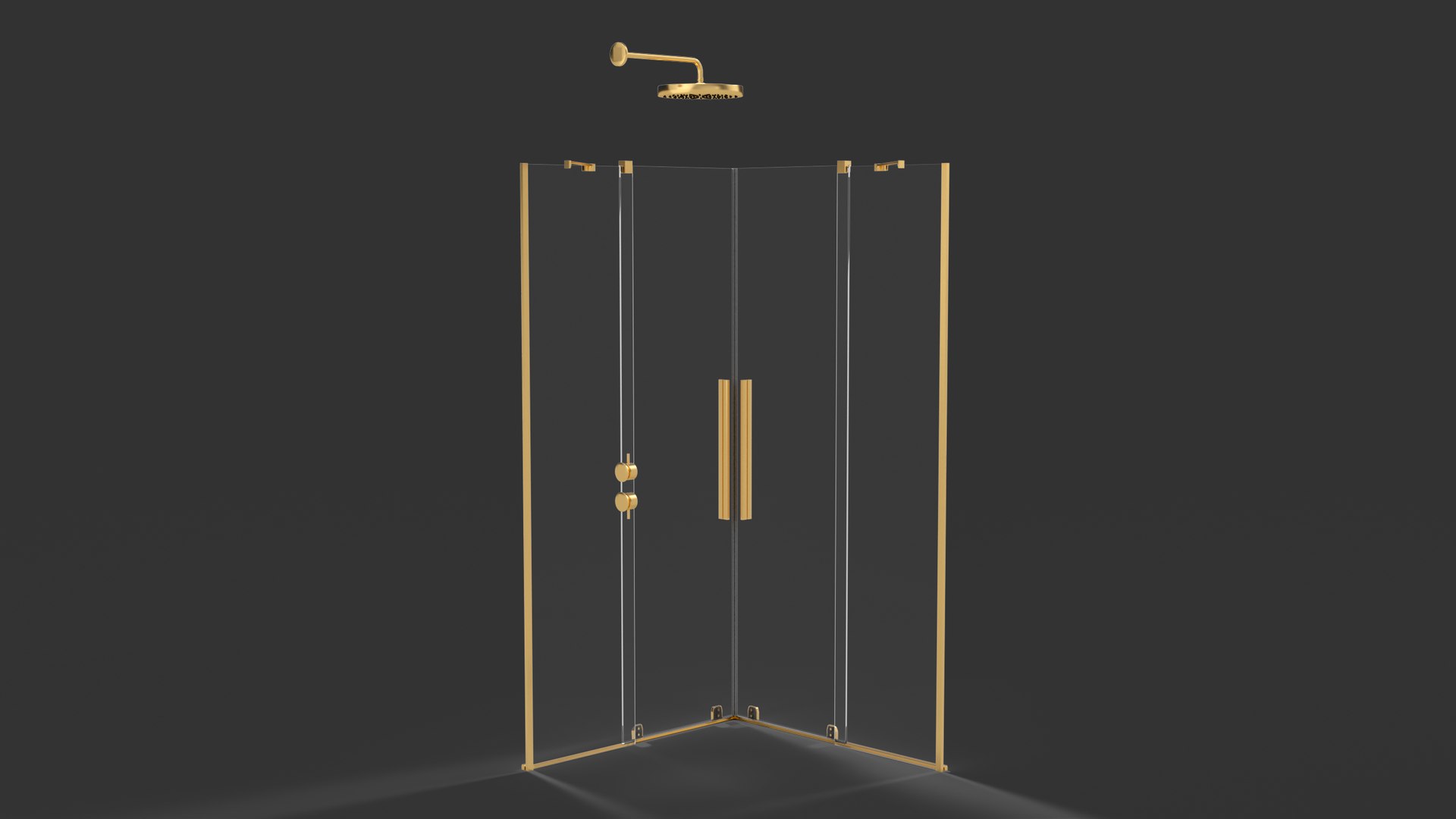 Crystal Shower Cabin Sliding Doors Gold 3D model - TurboSquid 2062703