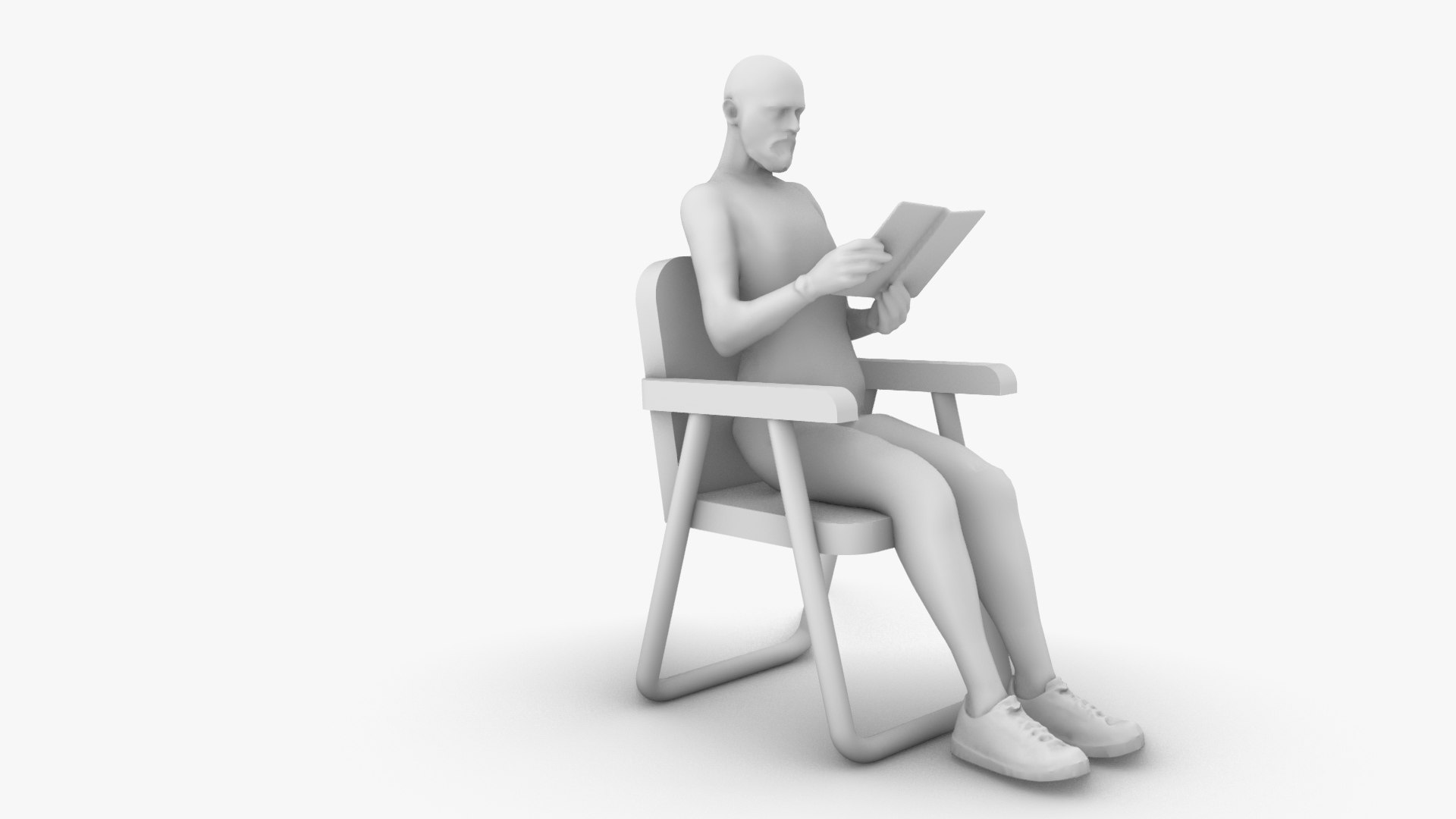 Man Reading 3D Model - TurboSquid 2240426
