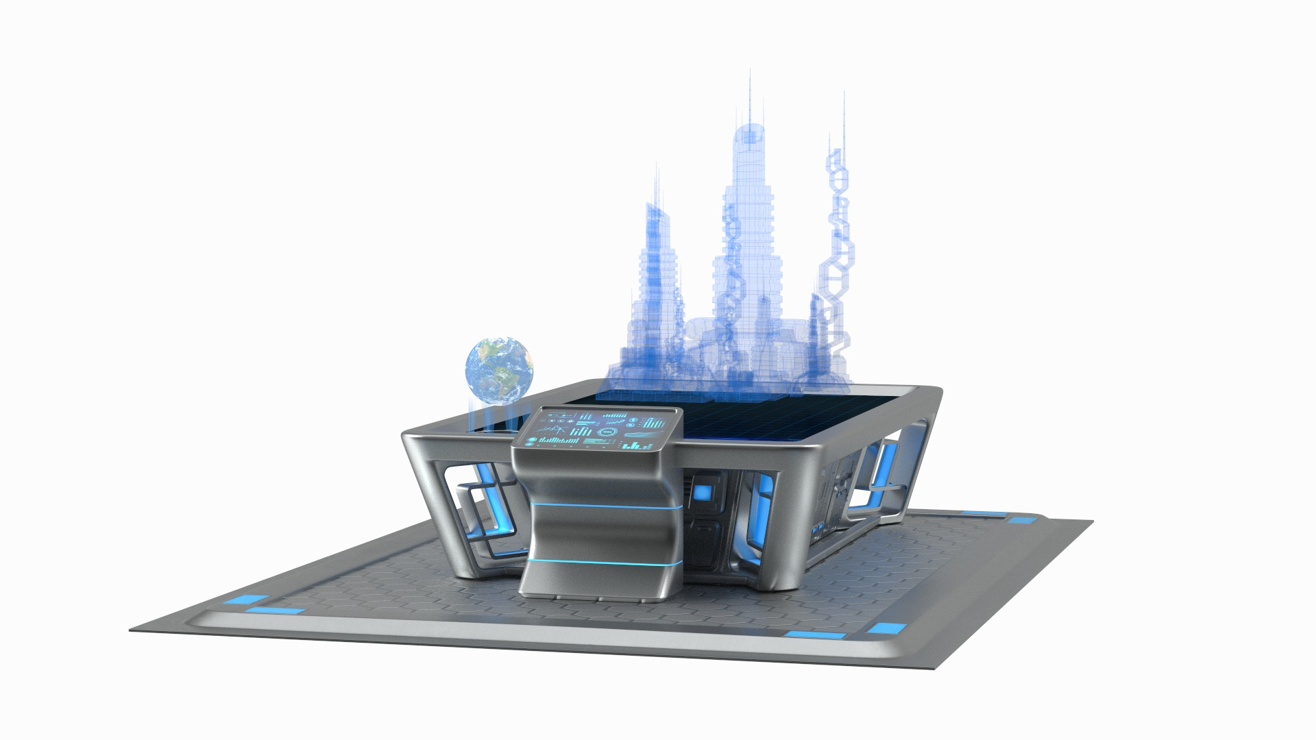 Sci-fi Table Chrome With Holograms 3D - TurboSquid 2198739