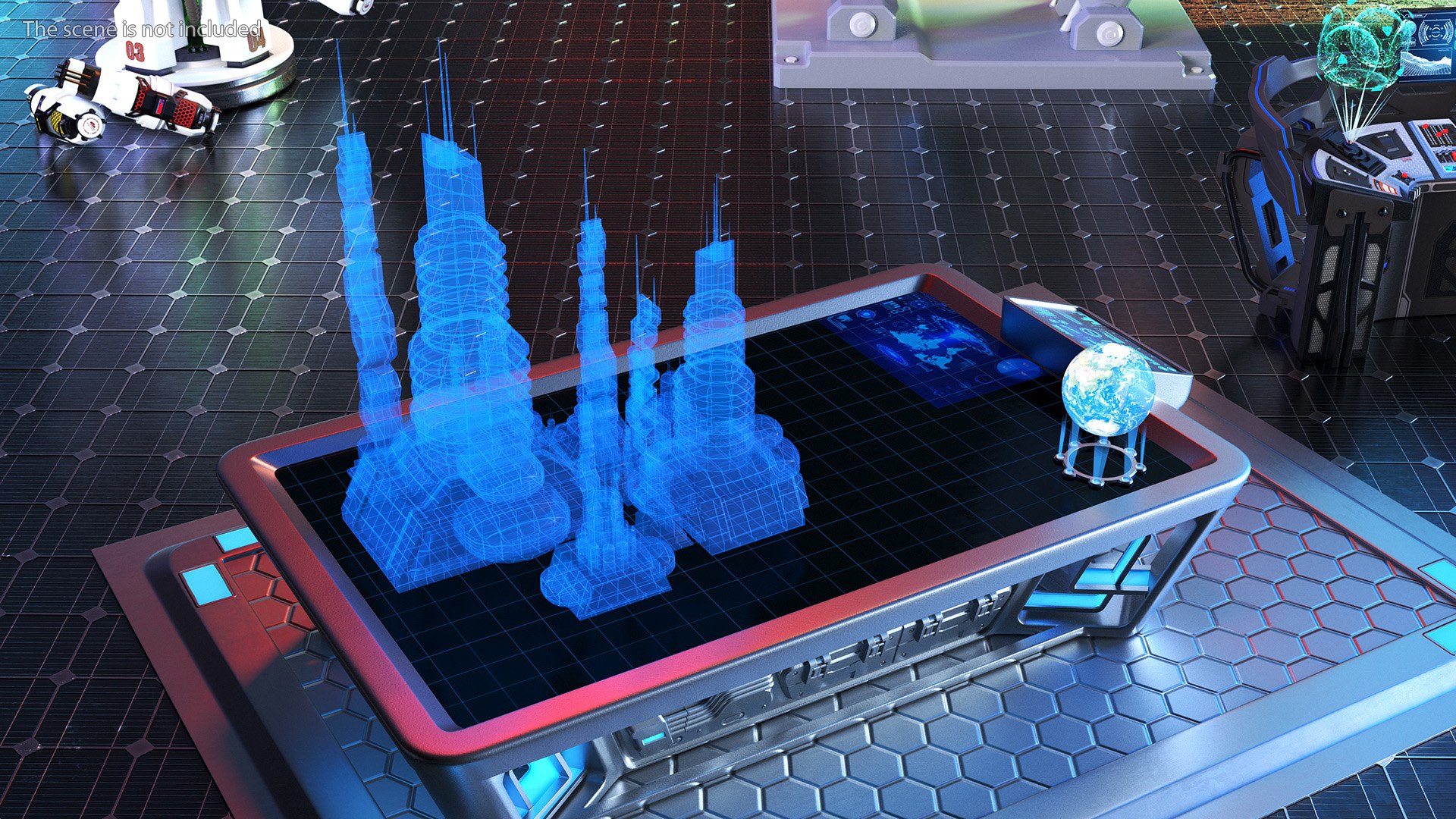 Sci-fi Table Chrome With Holograms 3D - TurboSquid 2198739