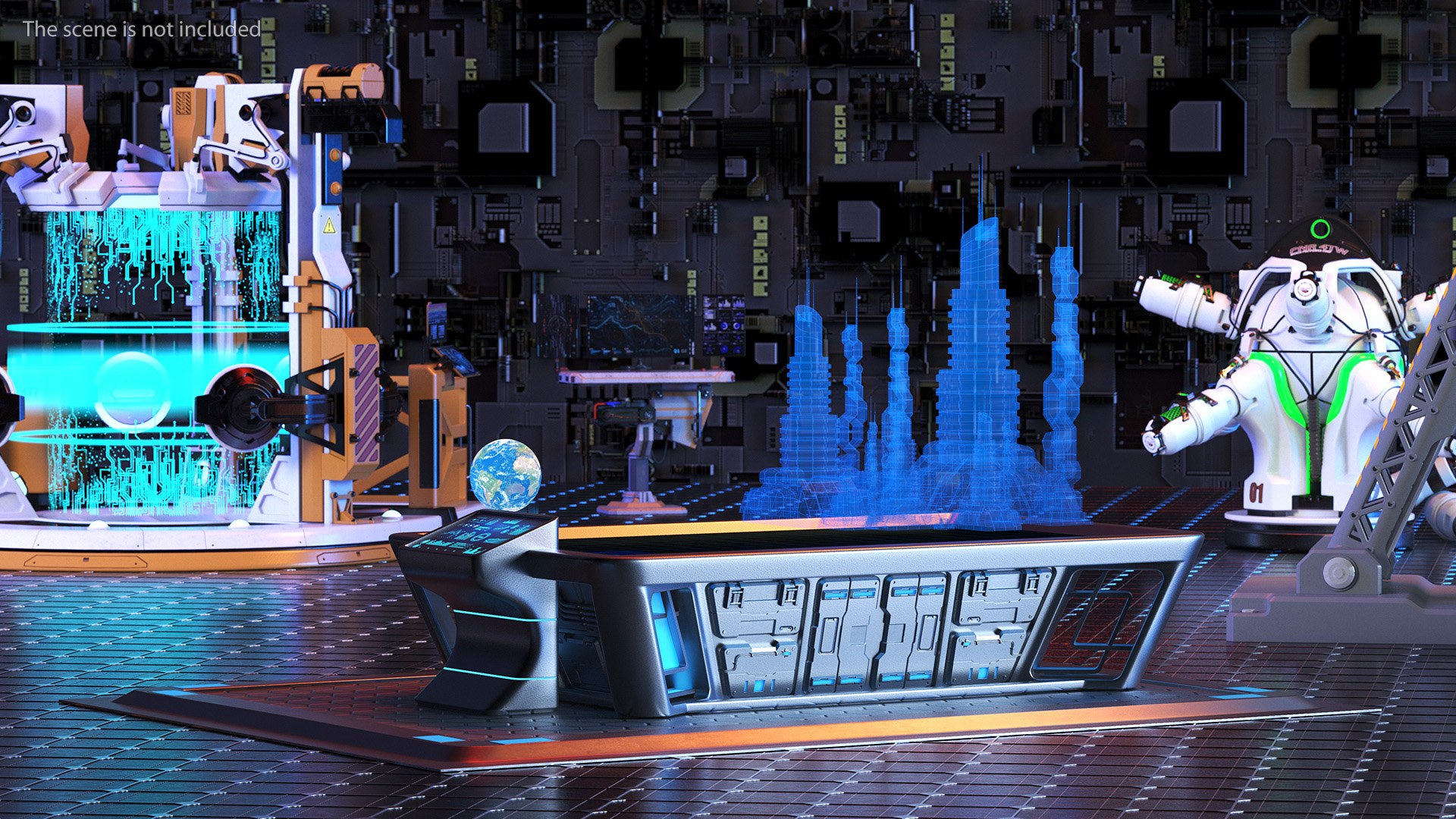 Sci-fi Table Chrome With Holograms 3D - TurboSquid 2198739