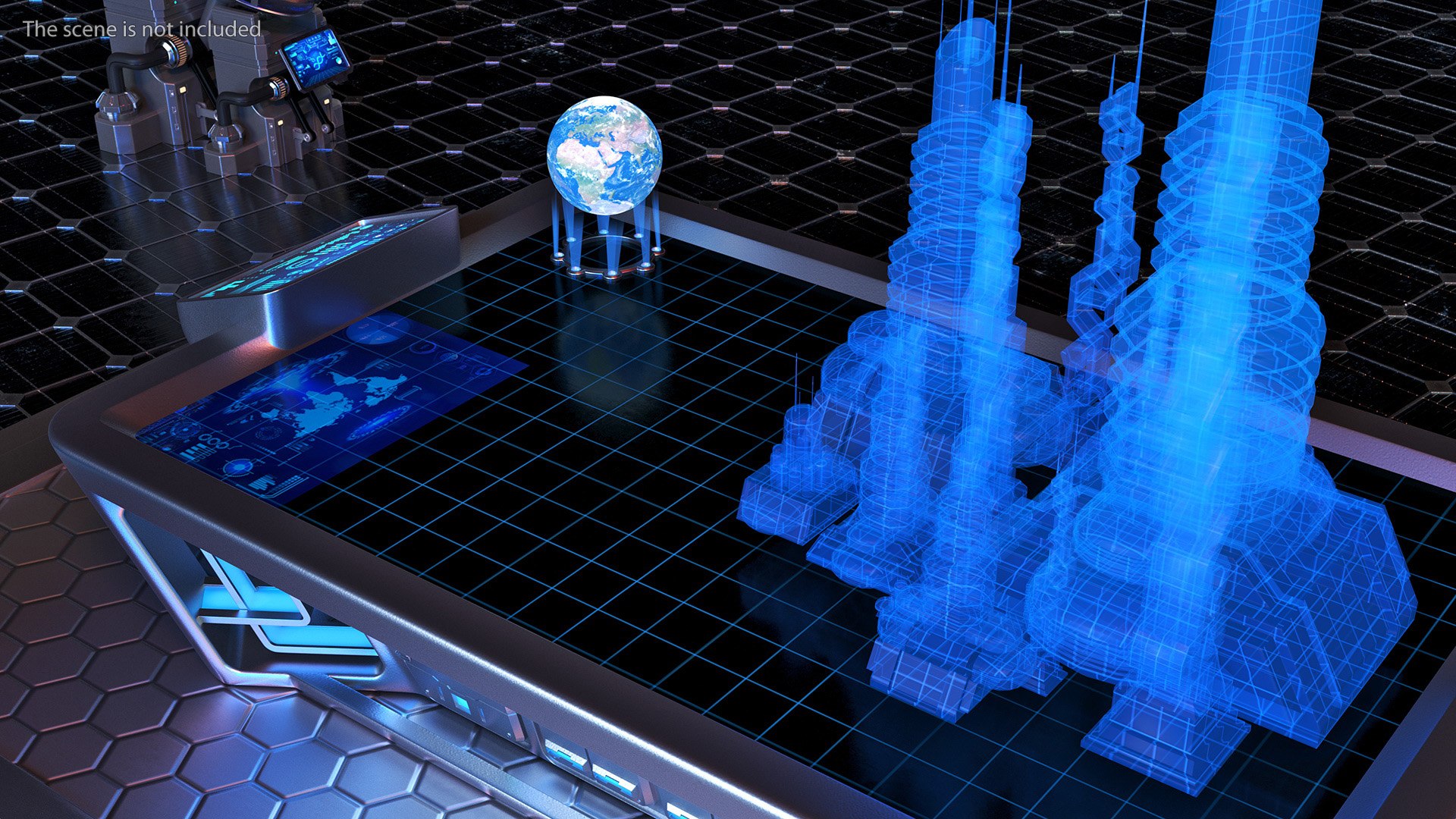Sci-fi Table Chrome With Holograms 3D - TurboSquid 2198739
