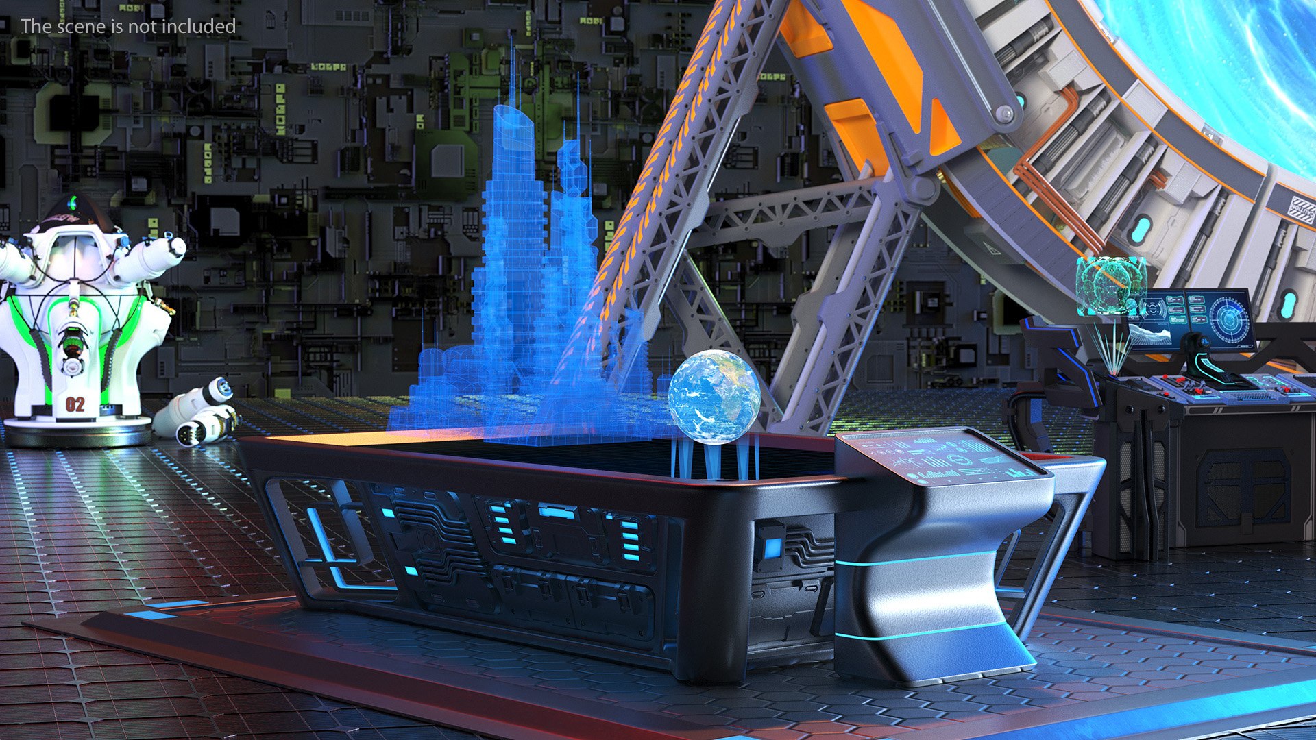 Sci-fi Table Chrome With Holograms 3D - TurboSquid 2198739