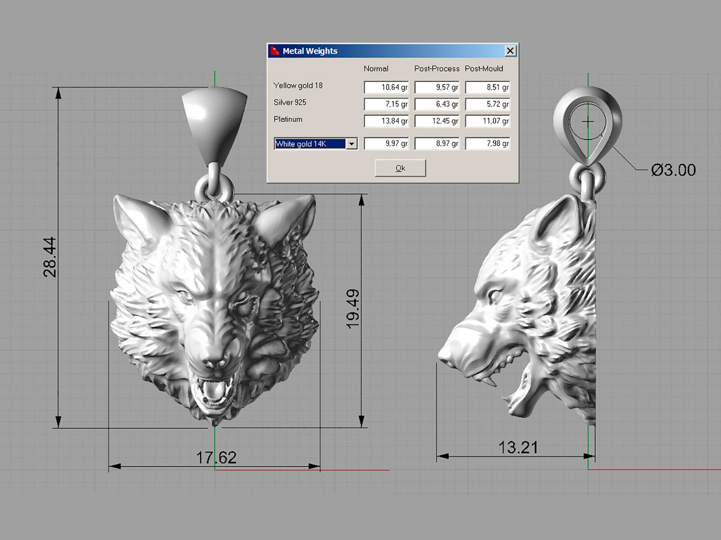 Jewelry Animal Pendant Wolf Head 0190 Stl 3dm 3D - TurboSquid 2083171