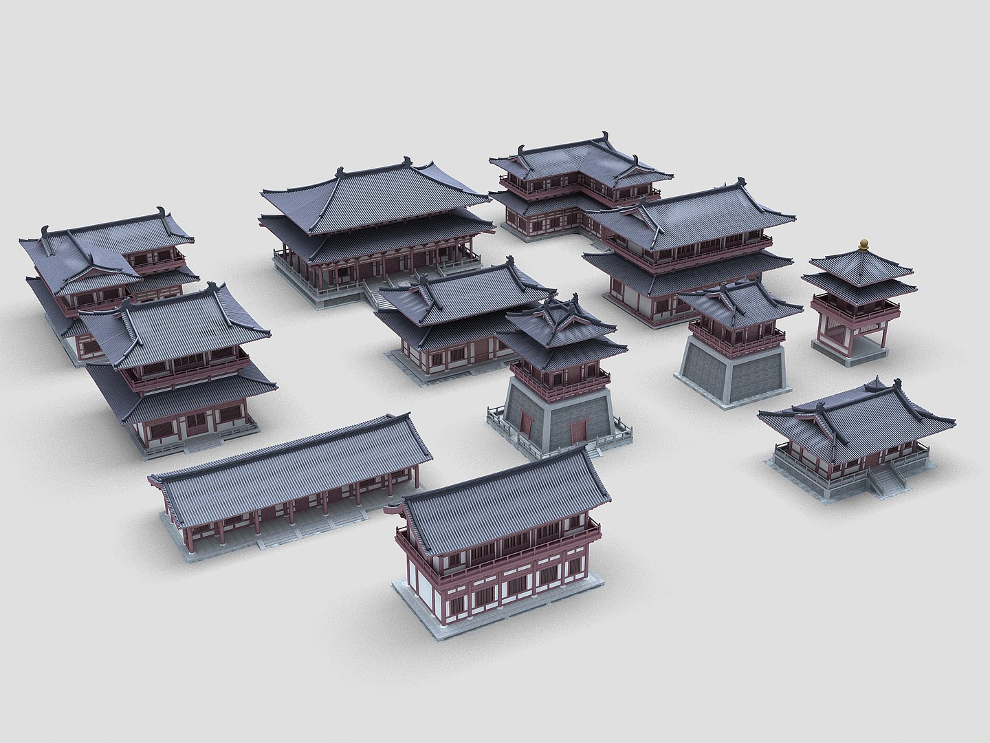 Collection Of Chinese Ancient Buildings 02 3D Model - TurboSquid 2216157