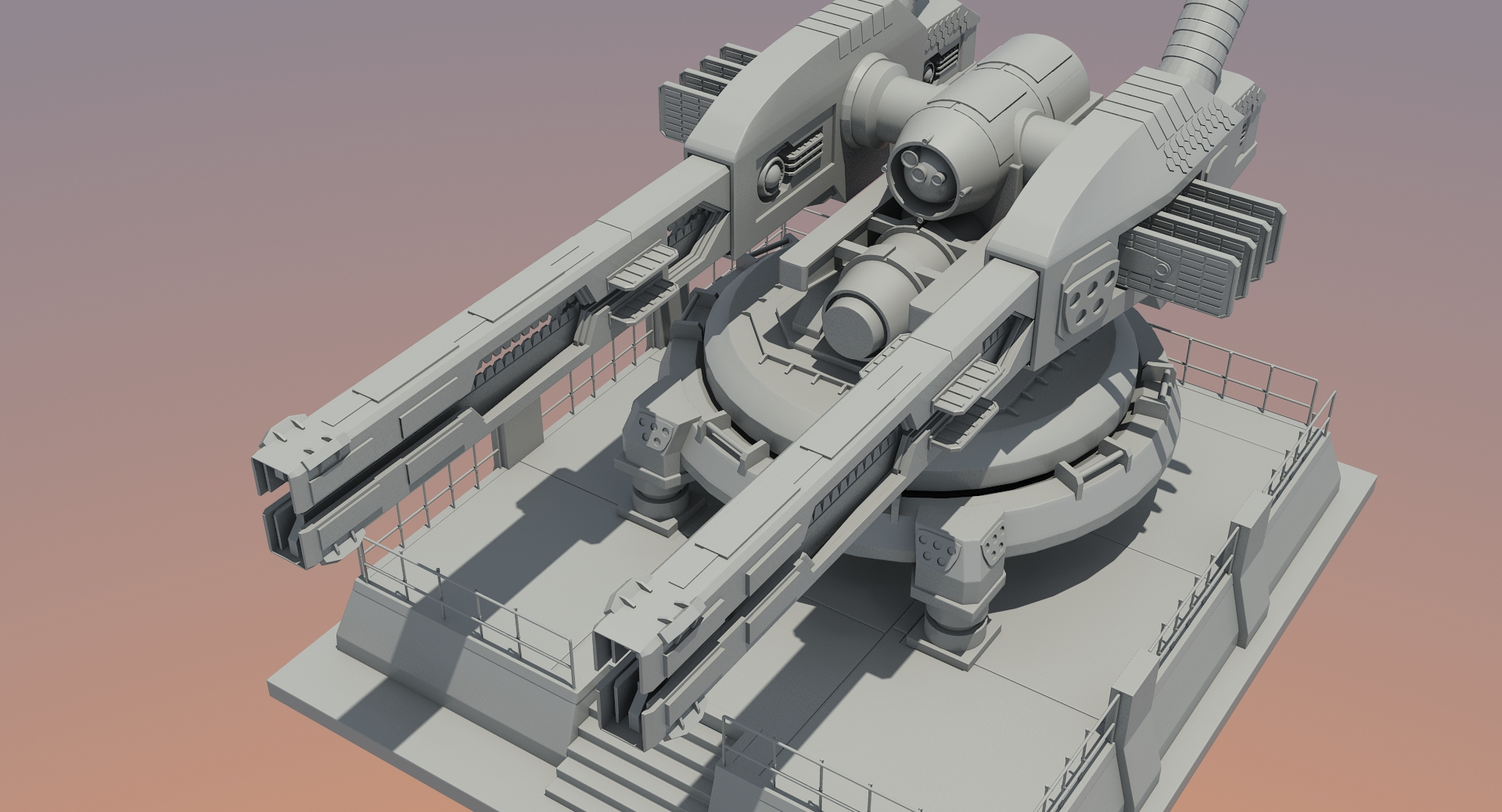 3d model futuristic railgun