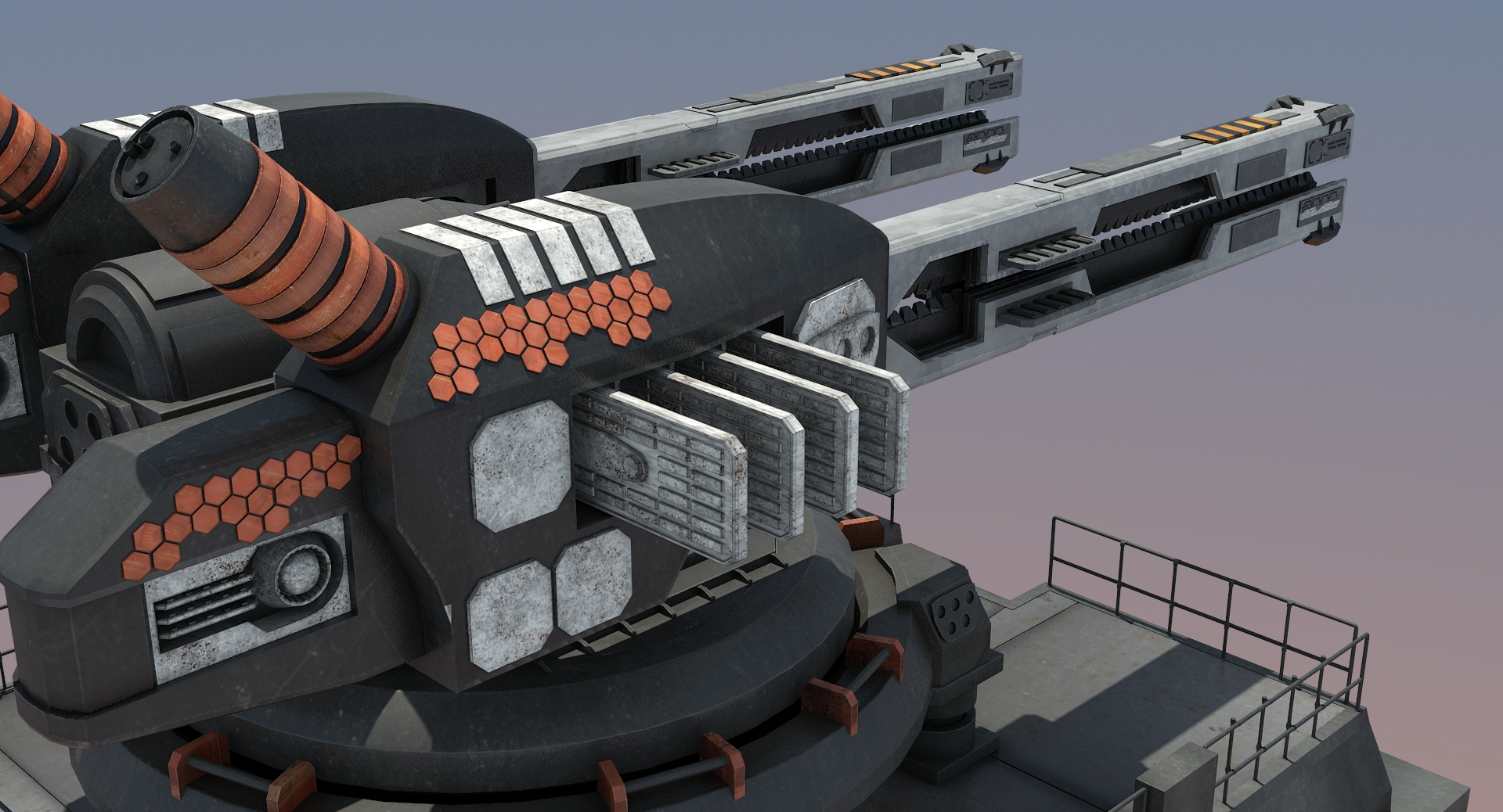 3d model futuristic railgun