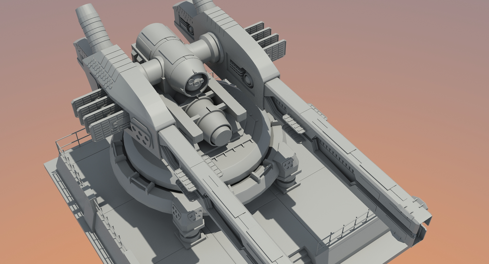 3d model futuristic railgun