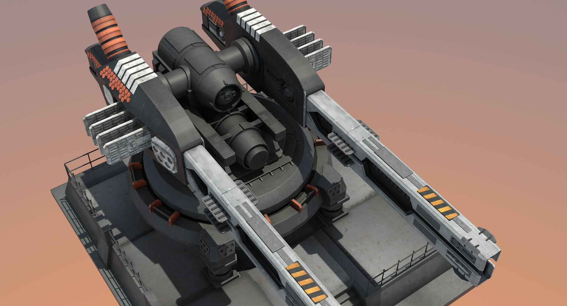 3d model futuristic railgun