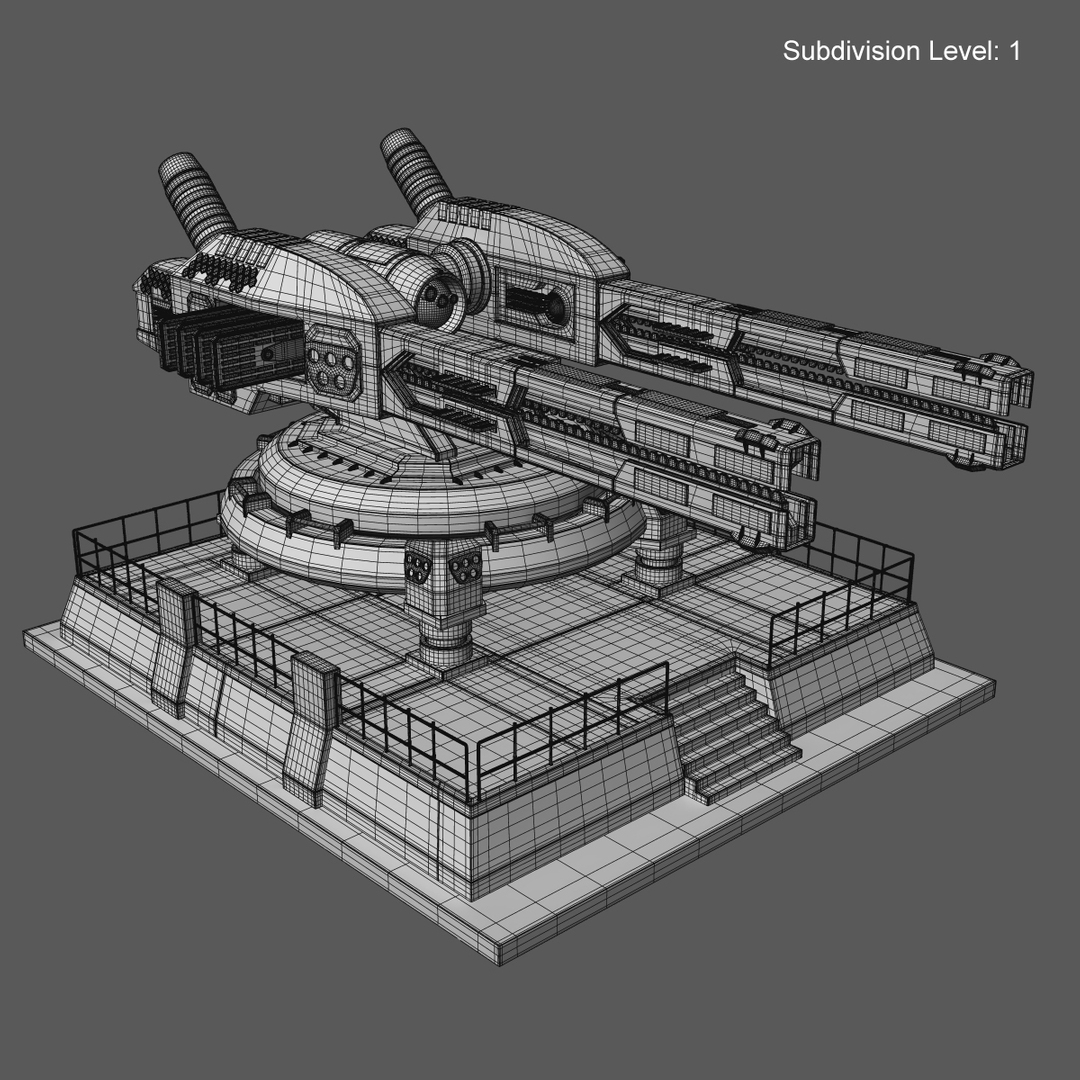 3d model futuristic railgun