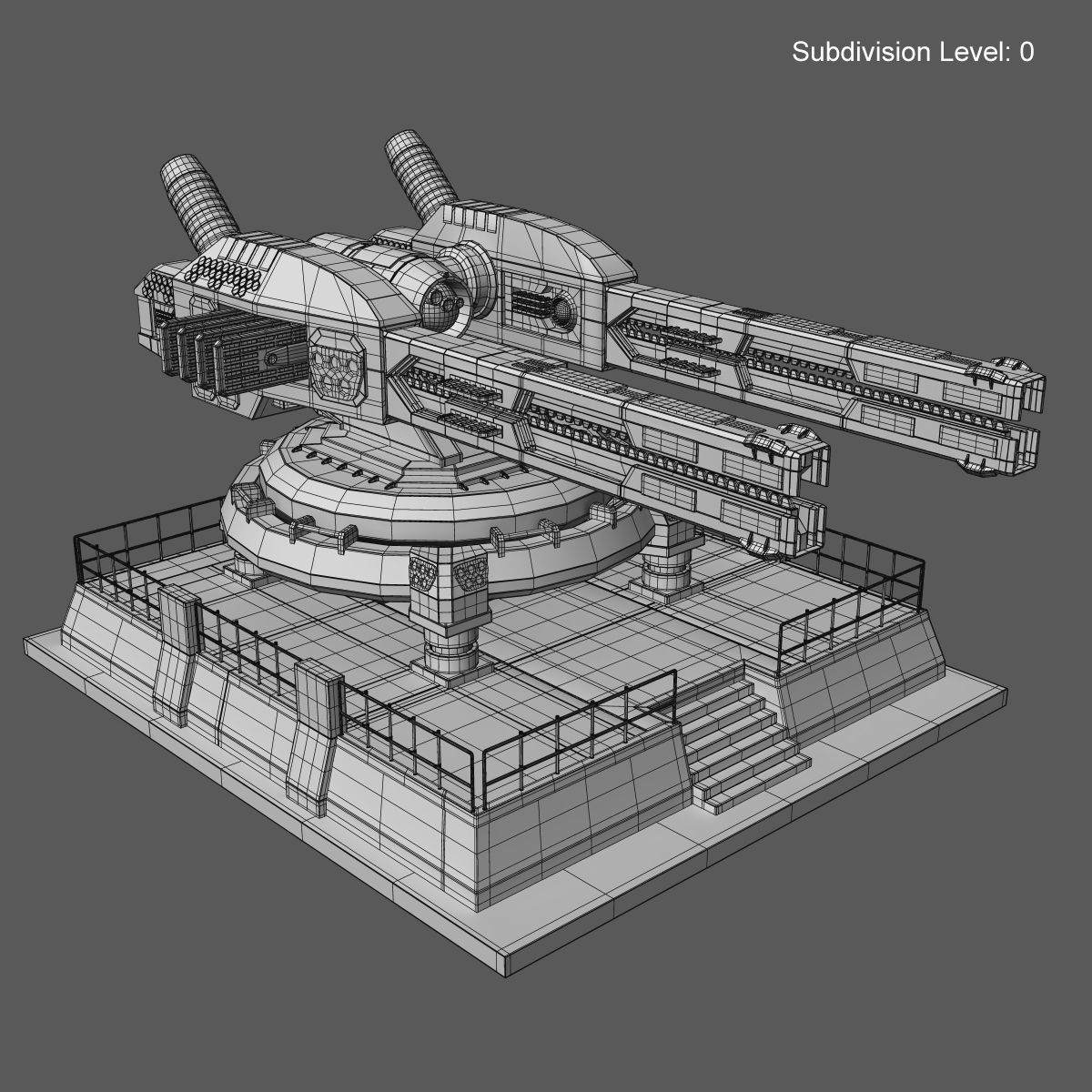 3d model futuristic railgun
