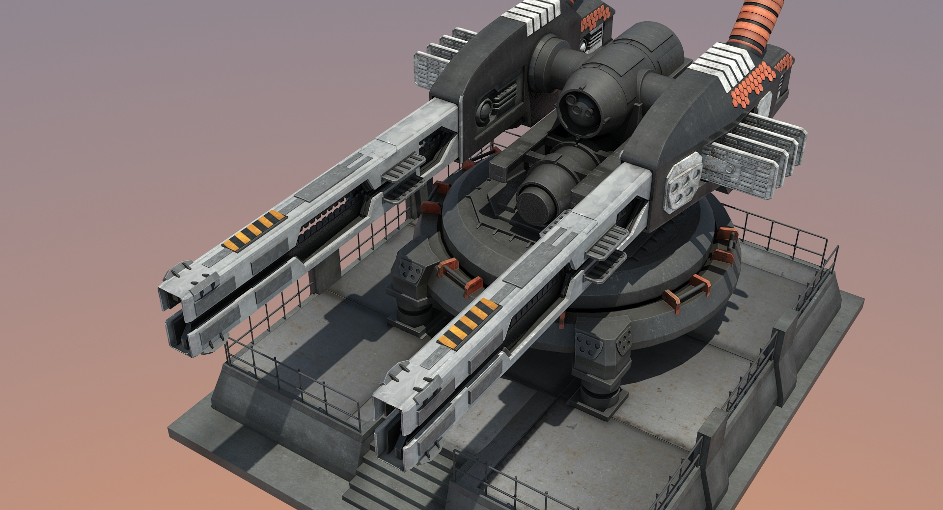 3d model futuristic railgun