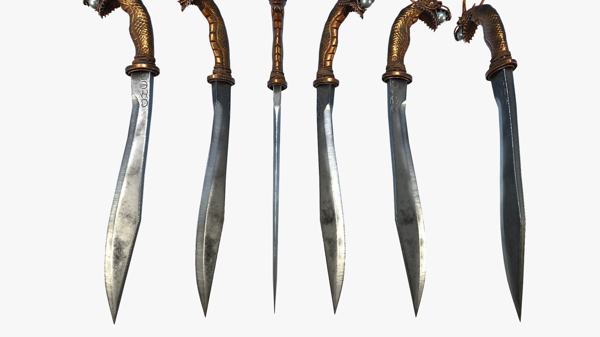 3D Fantasy Sword RPG Filipino Itak Bolo Balisong Machete Sword Blade ...