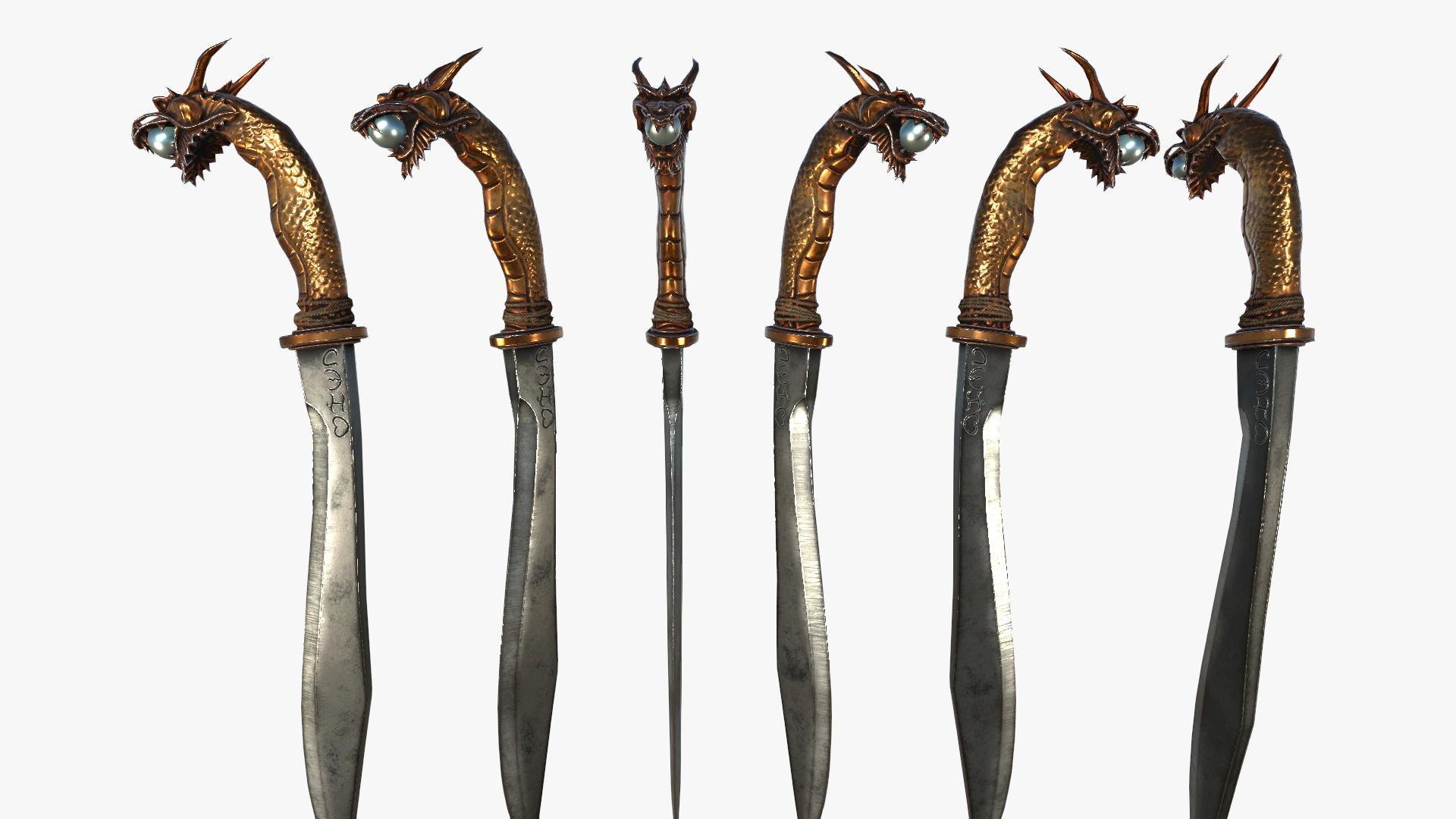 3D Fantasy Sword RPG Filipino Itak Bolo Balisong Machete Sword Blade ...