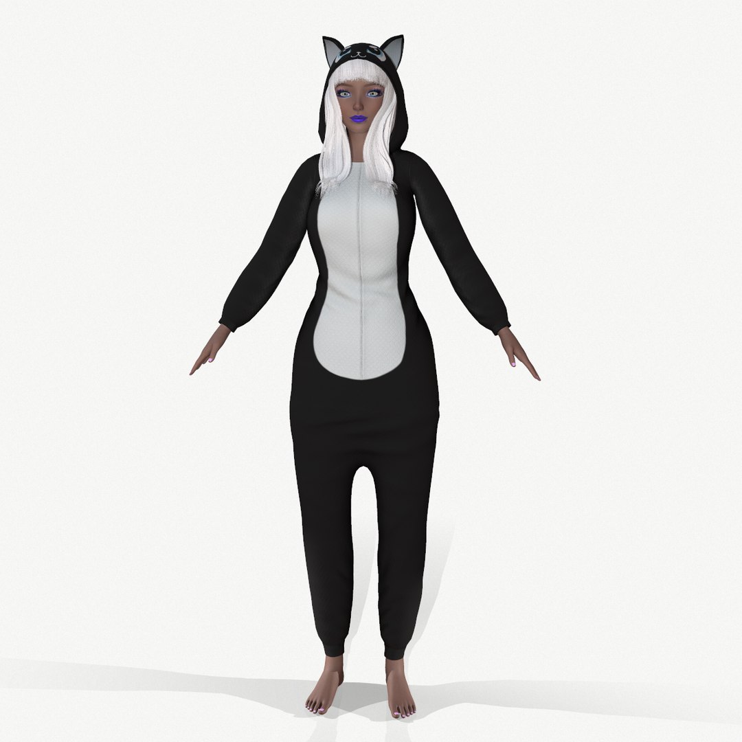 Modelo 3d Mujer Gato Kigurumi 2 Turbosquid 1711831