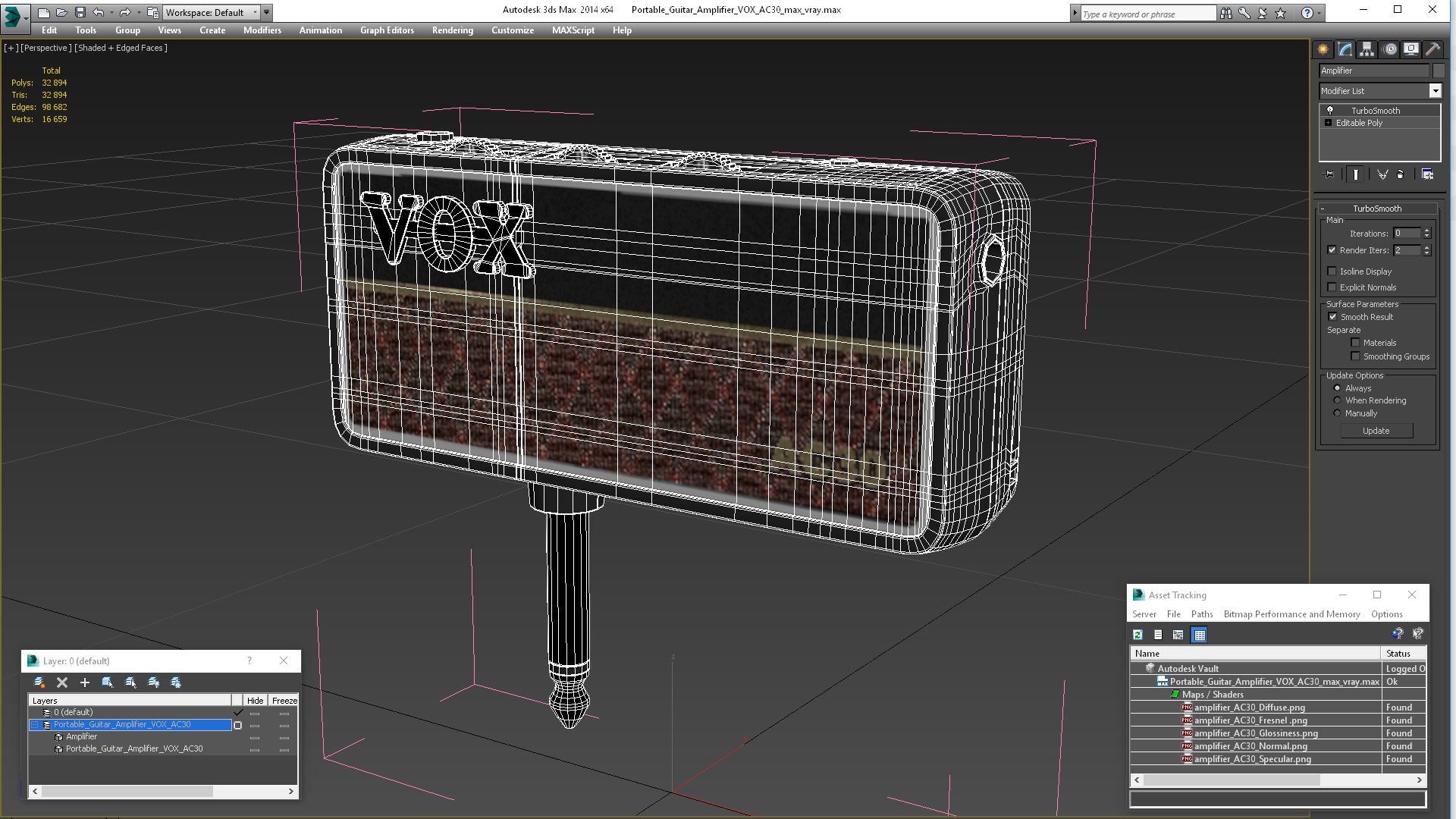 3D Model Portable Guitar Amplifier VOX AC30 - TurboSquid 2146045