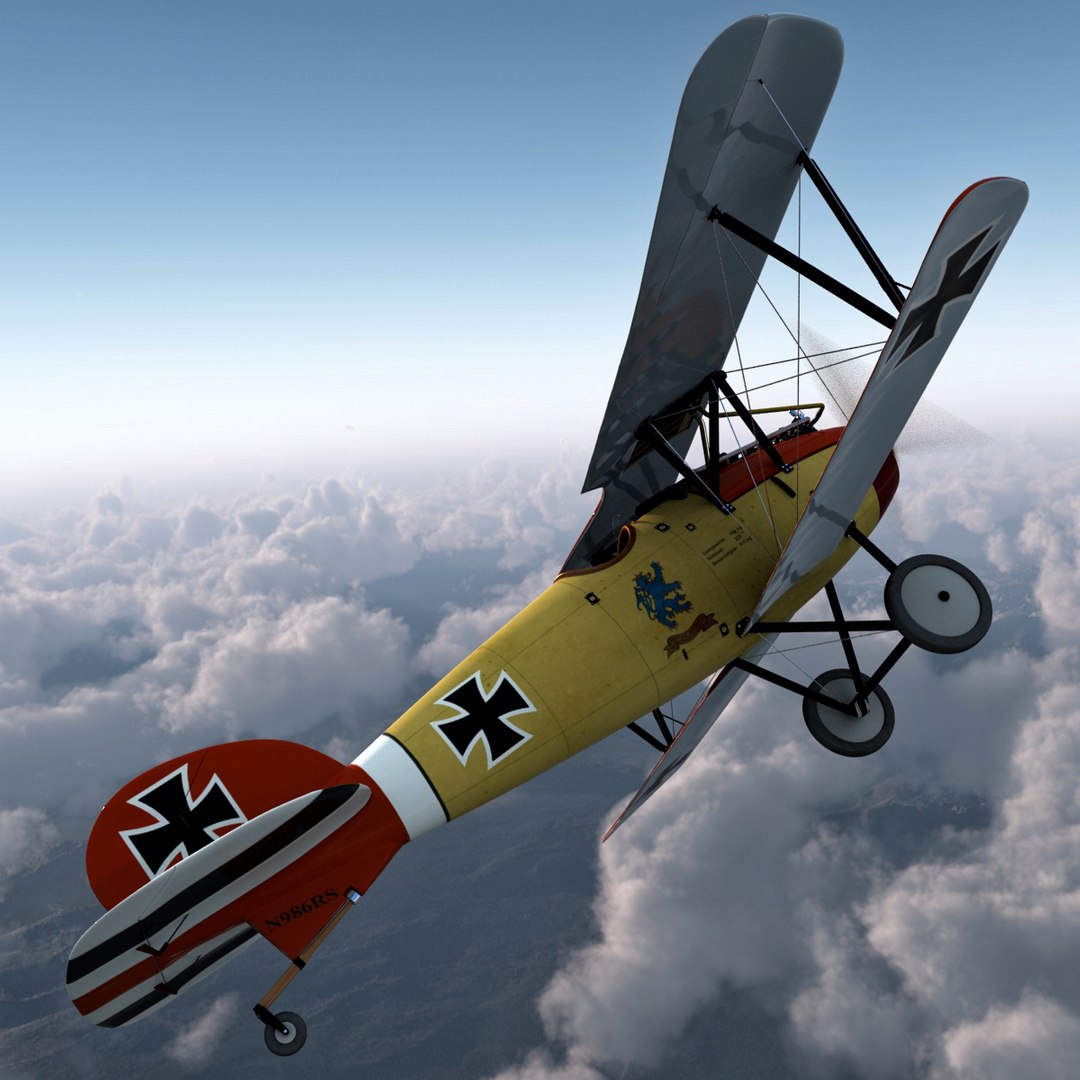 biplane fighter aircraft albatros 3d c4d