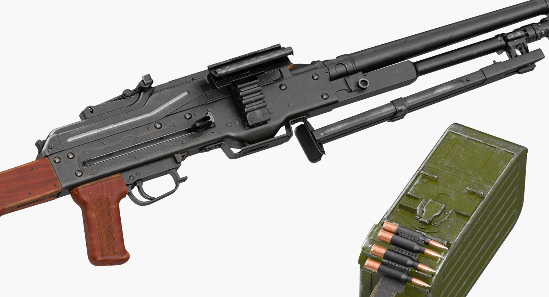 Russian Machine Gun Pkm 3d C4d