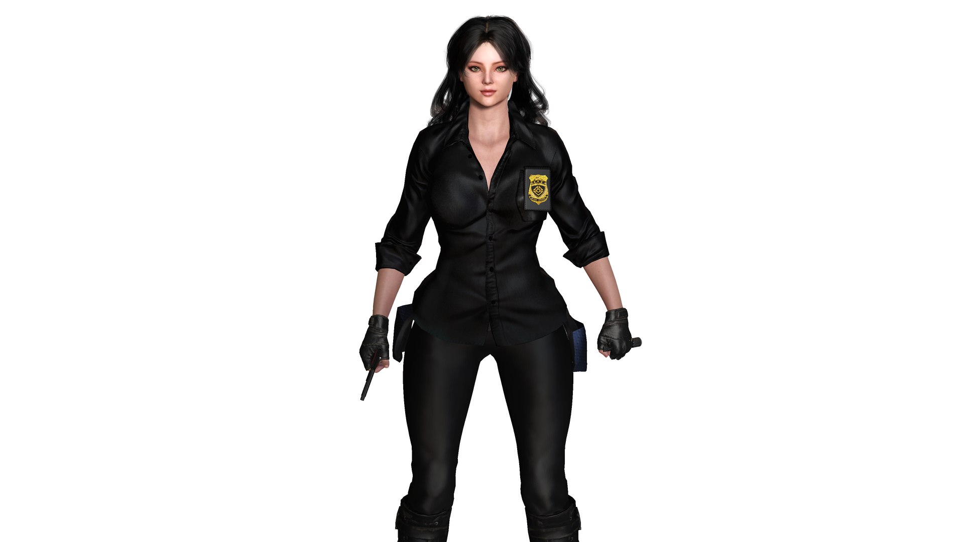 3D Model AAA 3D REALISTIC CHARACTER POLICE WOMAN - HUMAN RIG GAME READY ...