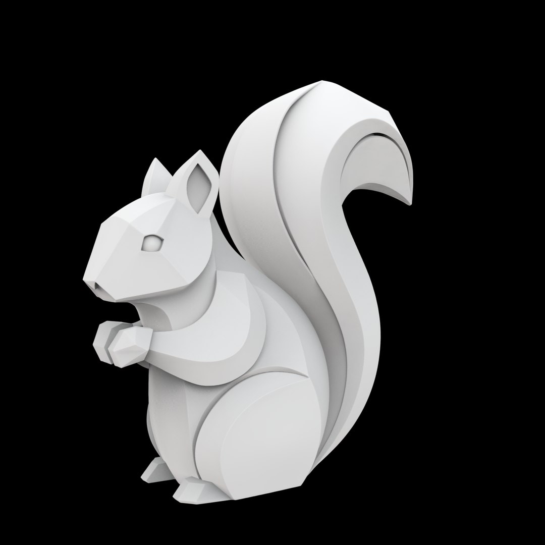 3D Abstract Stylized Squirrel Figurine 3D Print Model Model ...