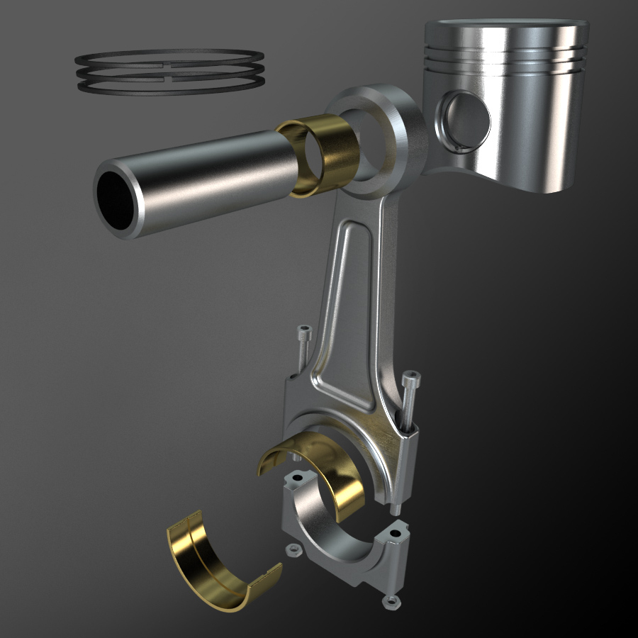 3d model piston assembly